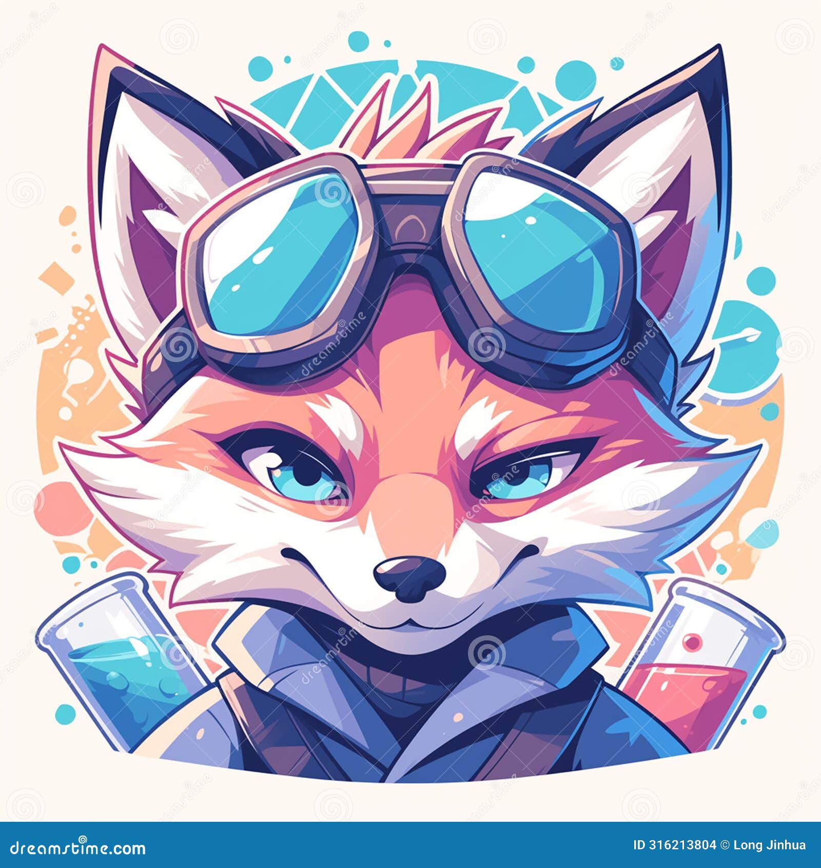 A Cunning Fox Scientist Cartoon Style Stock Vector - Illustration of ...