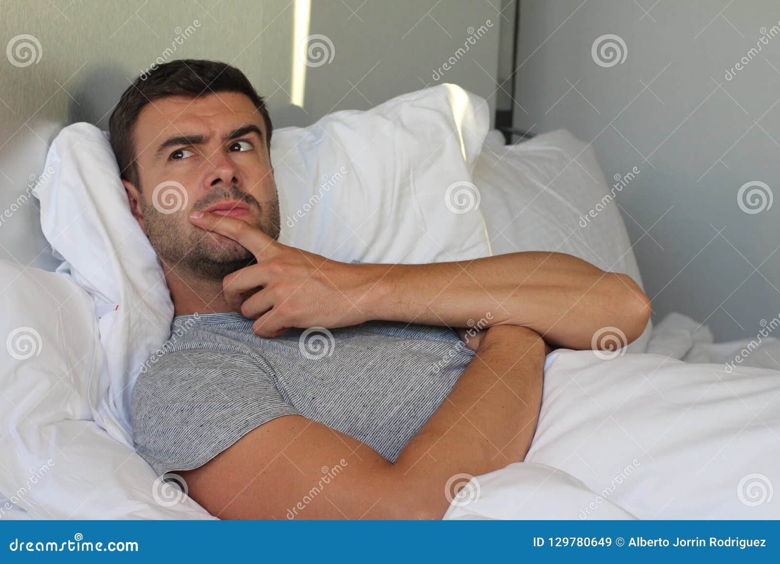 Cunning Male Plotting a Revenge in Bed Stock Image - Image of home ...