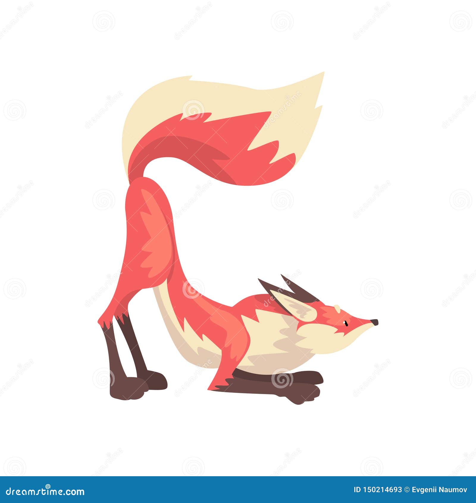 Cunning Red Fox Character Sitting, Side View Cartoon Vector ...