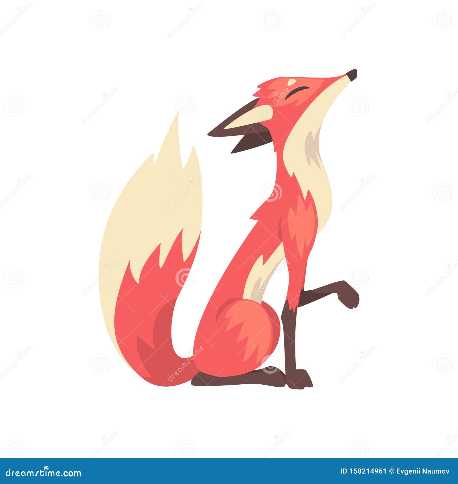 Cunning Red Fox Character Sitting, Side View Cartoon Vector ...
