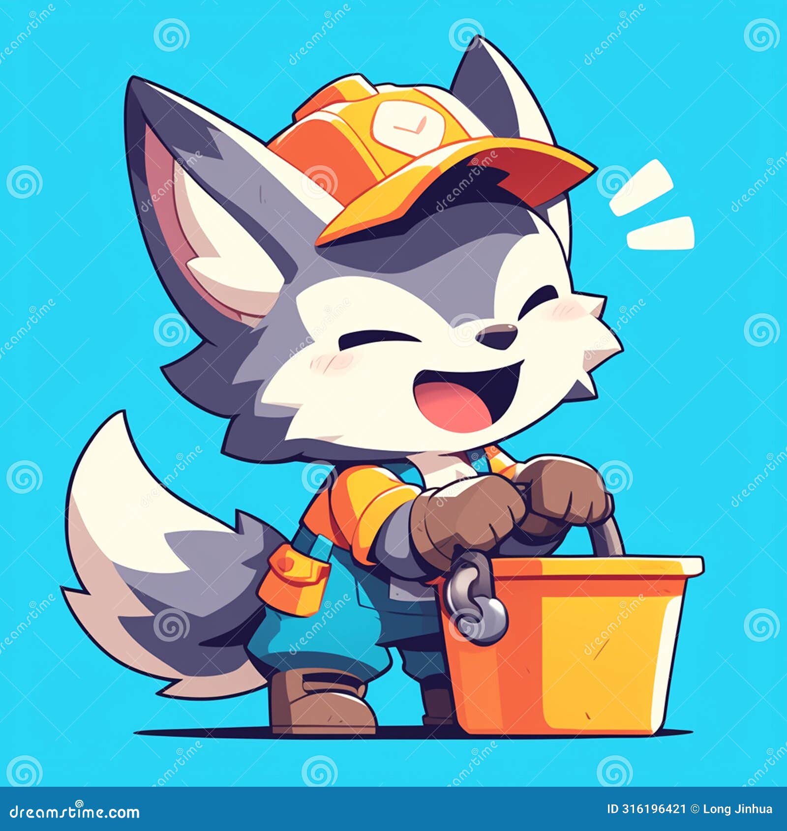 A Cunning Wolf Sanitation Worker Cartoon Style Stock Vector ...