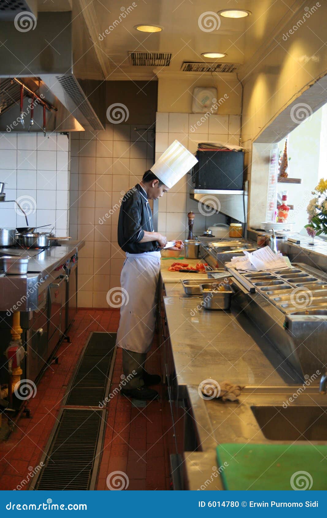 Cuoco Unico Che Cucina Nella Cucina Fotografia Stock - Immagine di ...