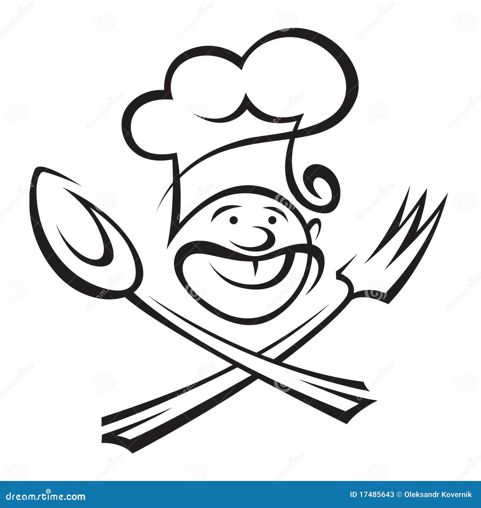 Cuoco Unico Con Il Cucchiaio E La Forchetta Illustrazione Vettoriale ...