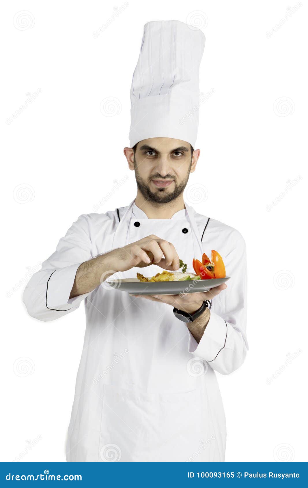 Cuoco Unico Italiano Che Prepara Un Piatto Sullo Studio Immagine Stock ...