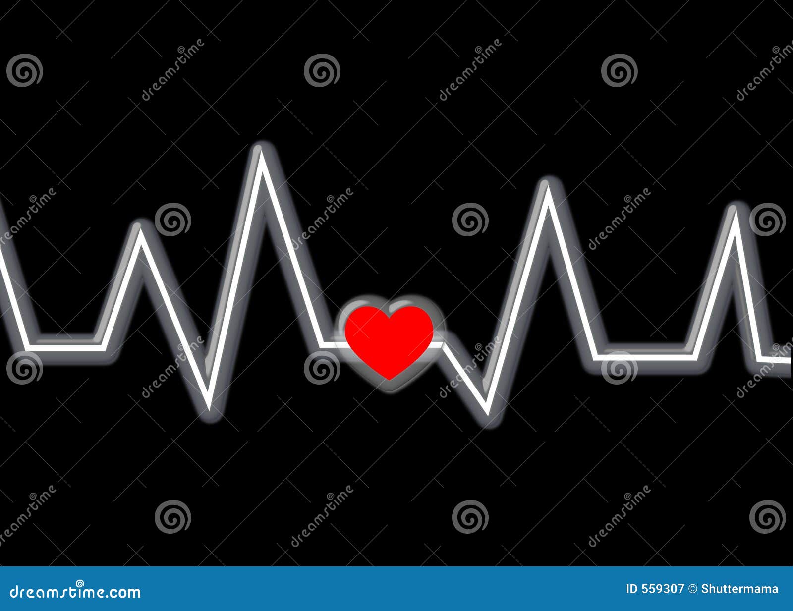 Cuore & Battito Cardiaco Rossi Sul Nero Illustrazione di Stock ...