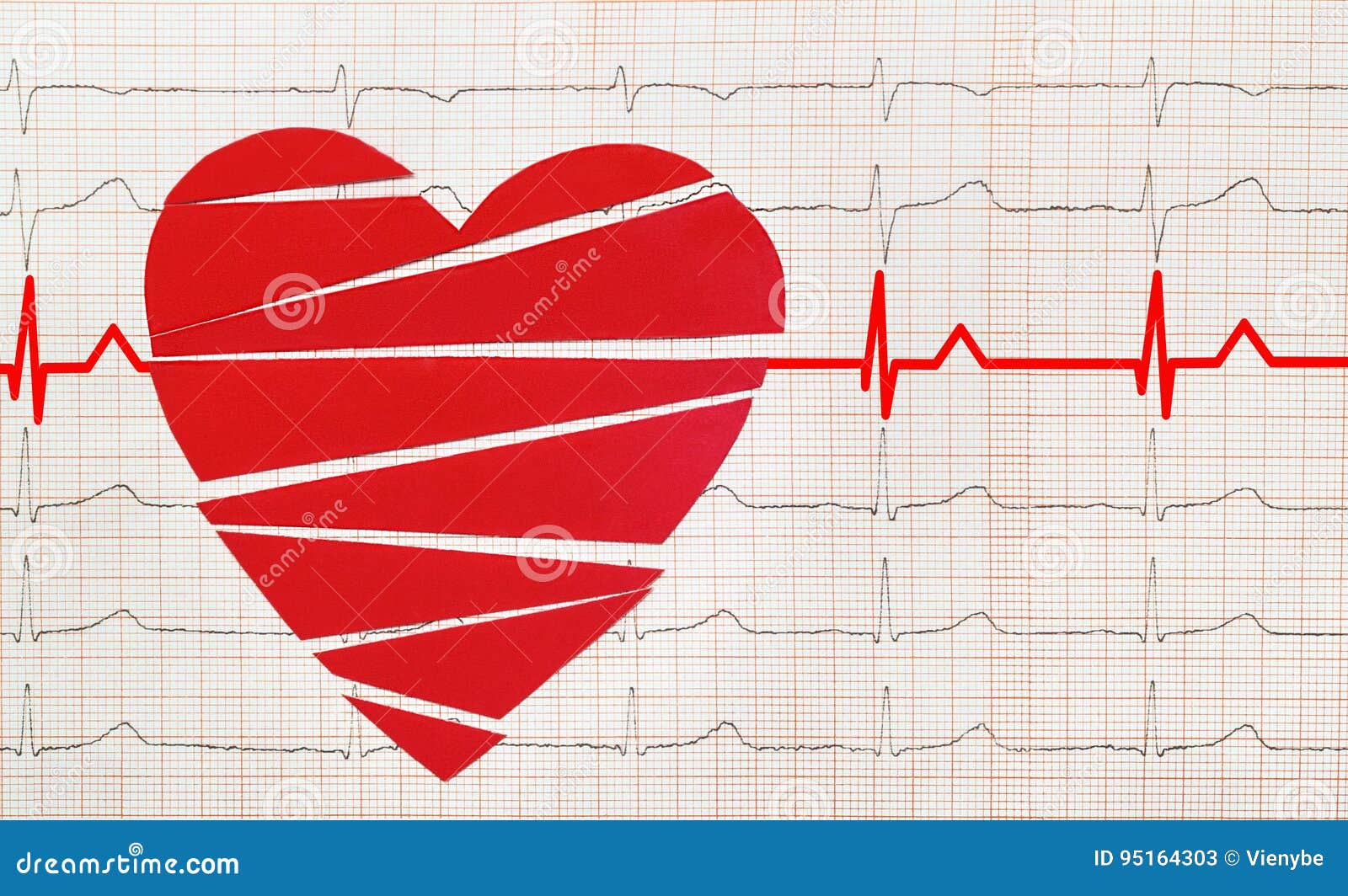 Cuore Con La Prova Dell'elettrocardiogramma Nei Precedenti, Immagine ...