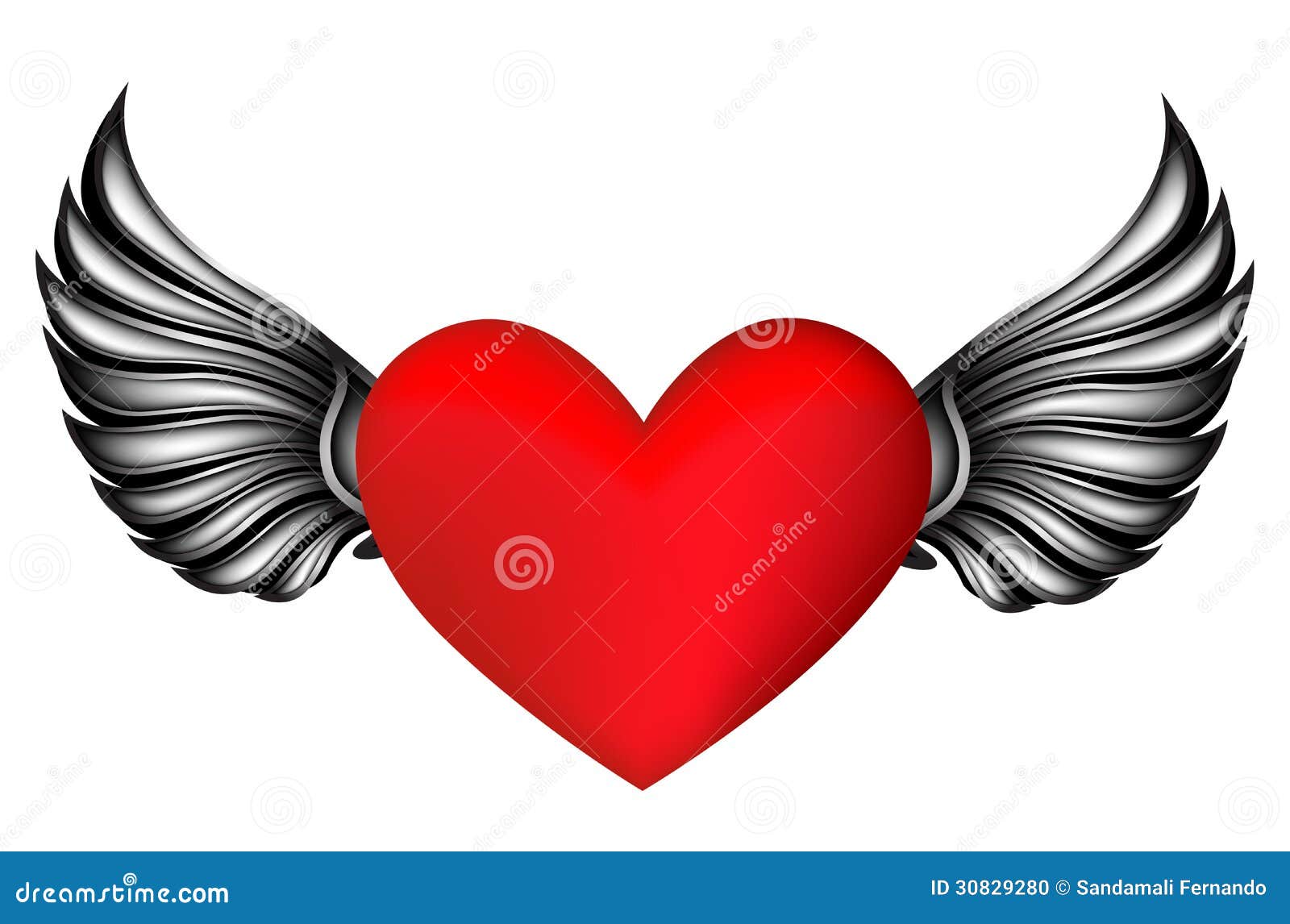 Cuore con le ali d'argento illustrazione vettoriale. Illustrazione di ...