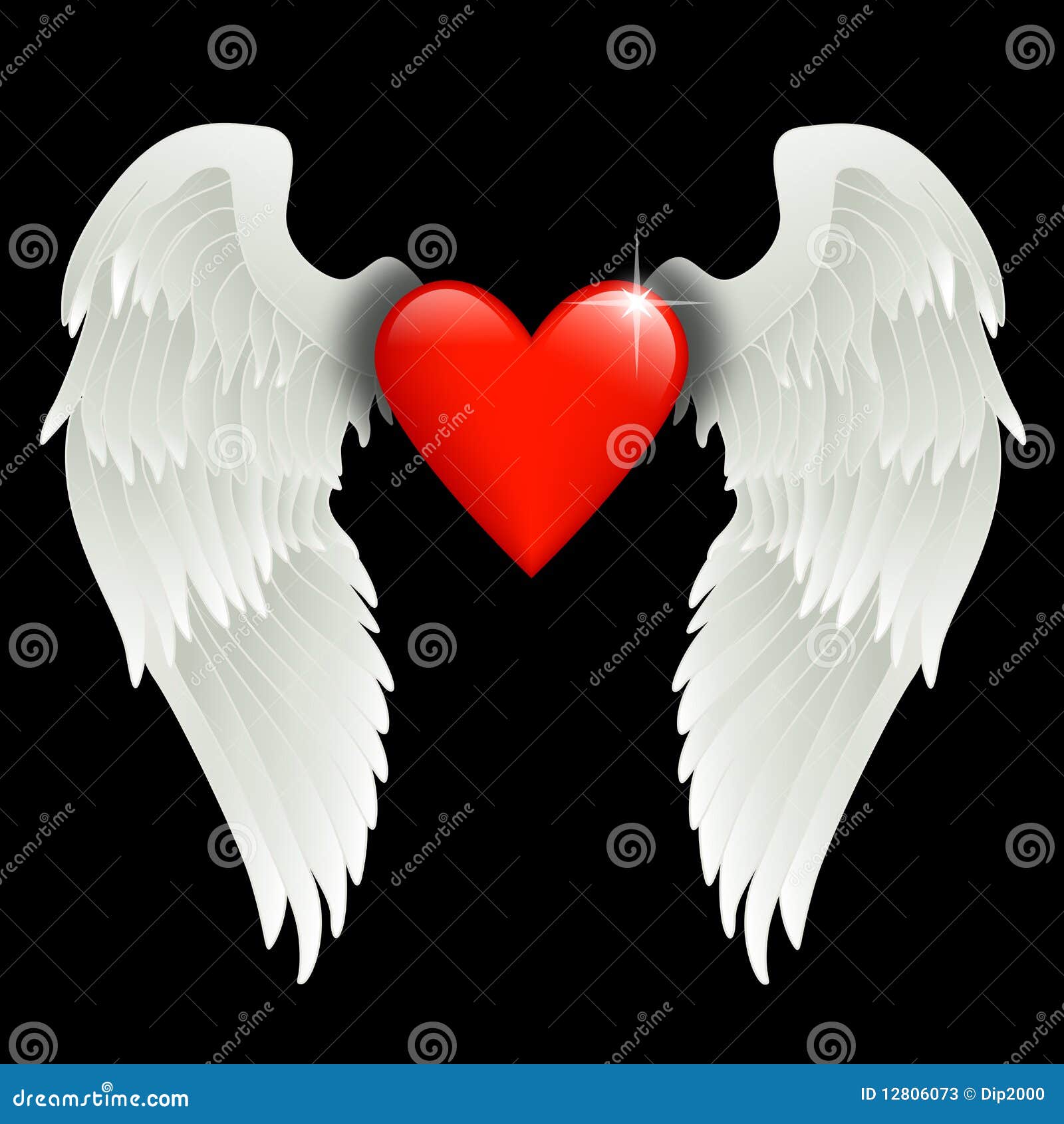 Cuore con le ali di angelo illustrazione vettoriale. Illustrazione di ...