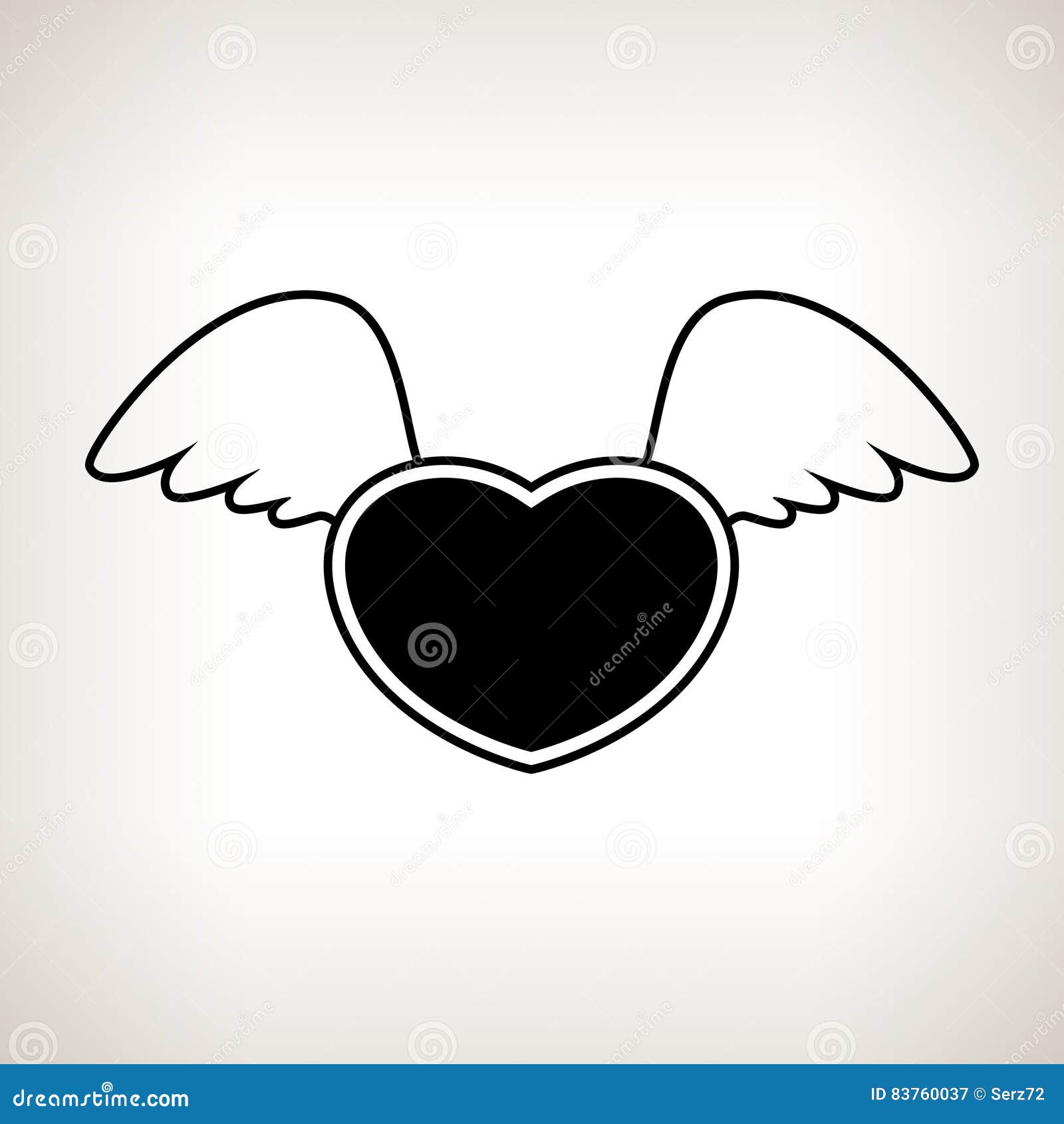 Cuore Con Le Ali, Illustrazione Della Siluetta Di Vettore Illustrazione ...