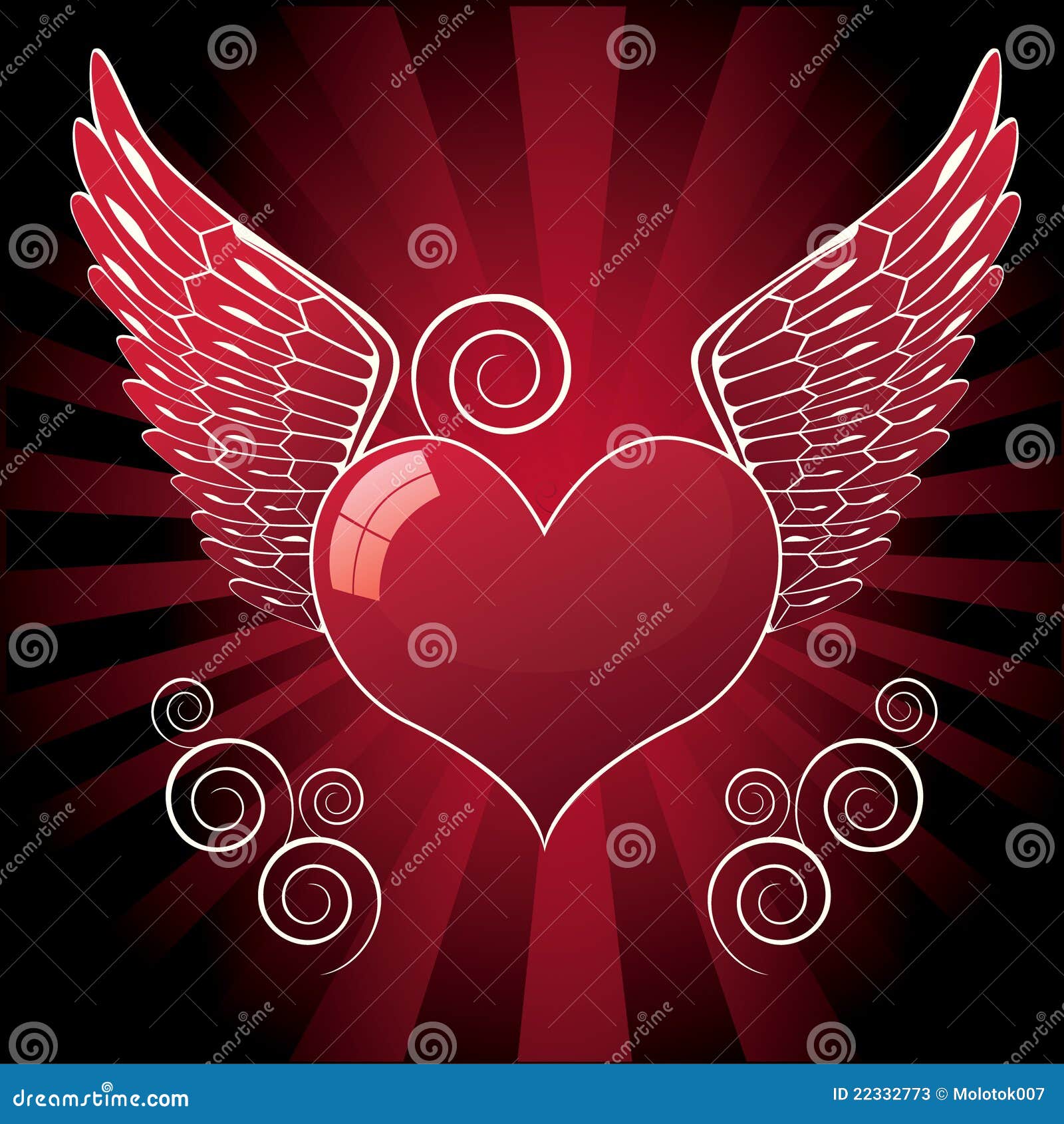 Cuore Con Le Ali, Illustrazione Rossa Illustrazione Vettoriale ...