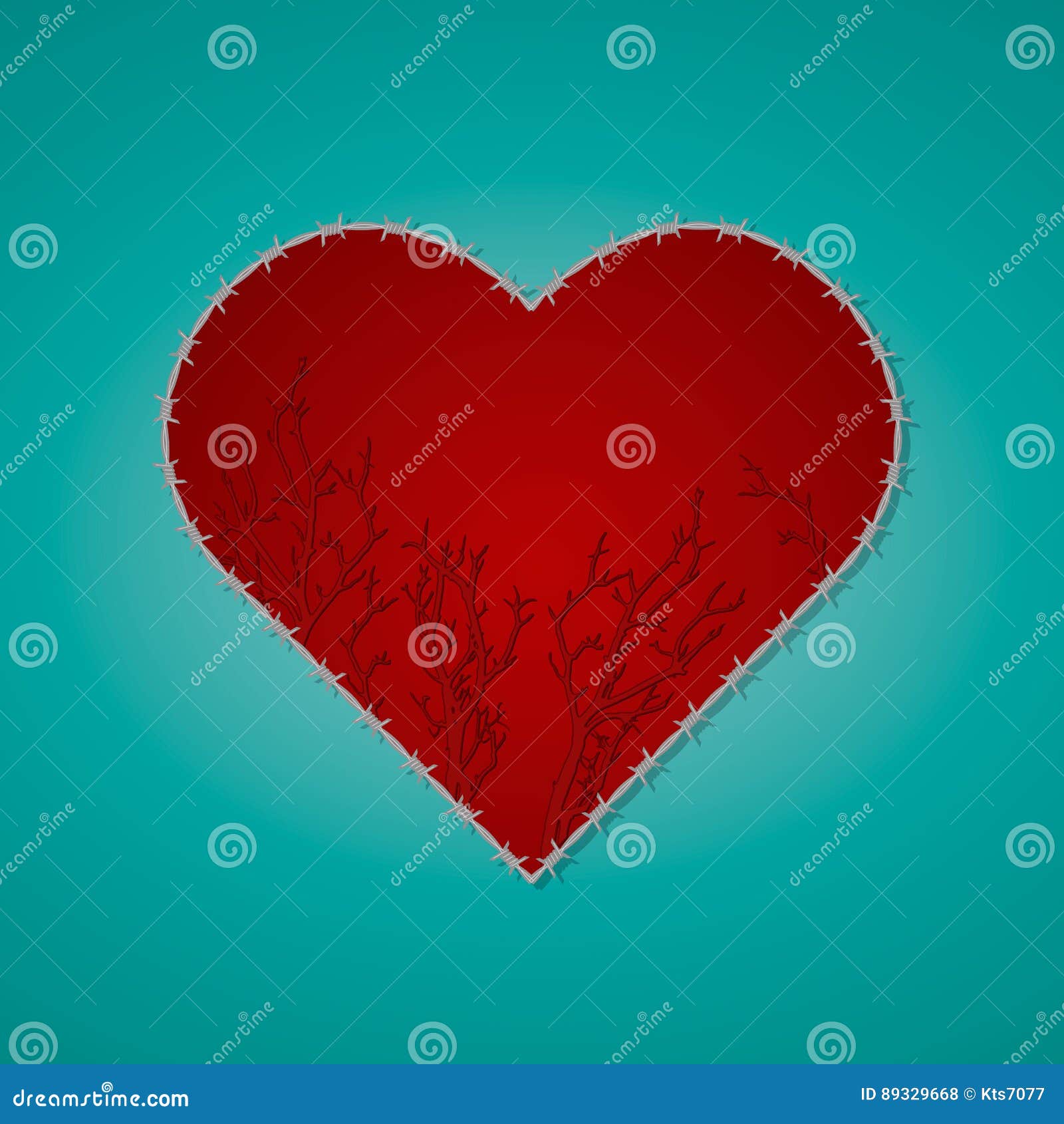 Cuore del filo spinato illustrazione vettoriale. Illustrazione di ...