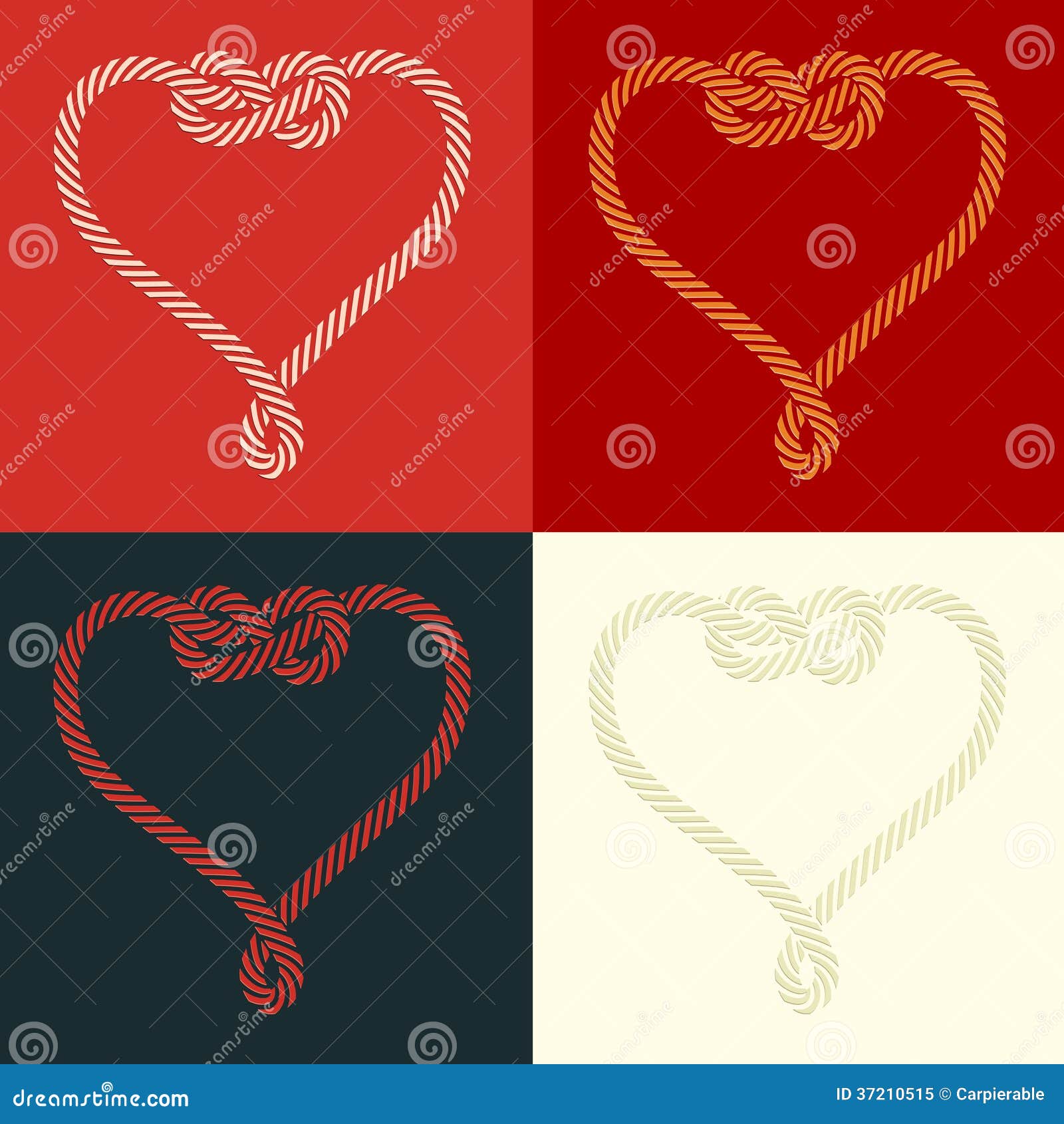 Cuore Della Corda a Forma Di Con L'insieme Del Nodo Illustrazione ...