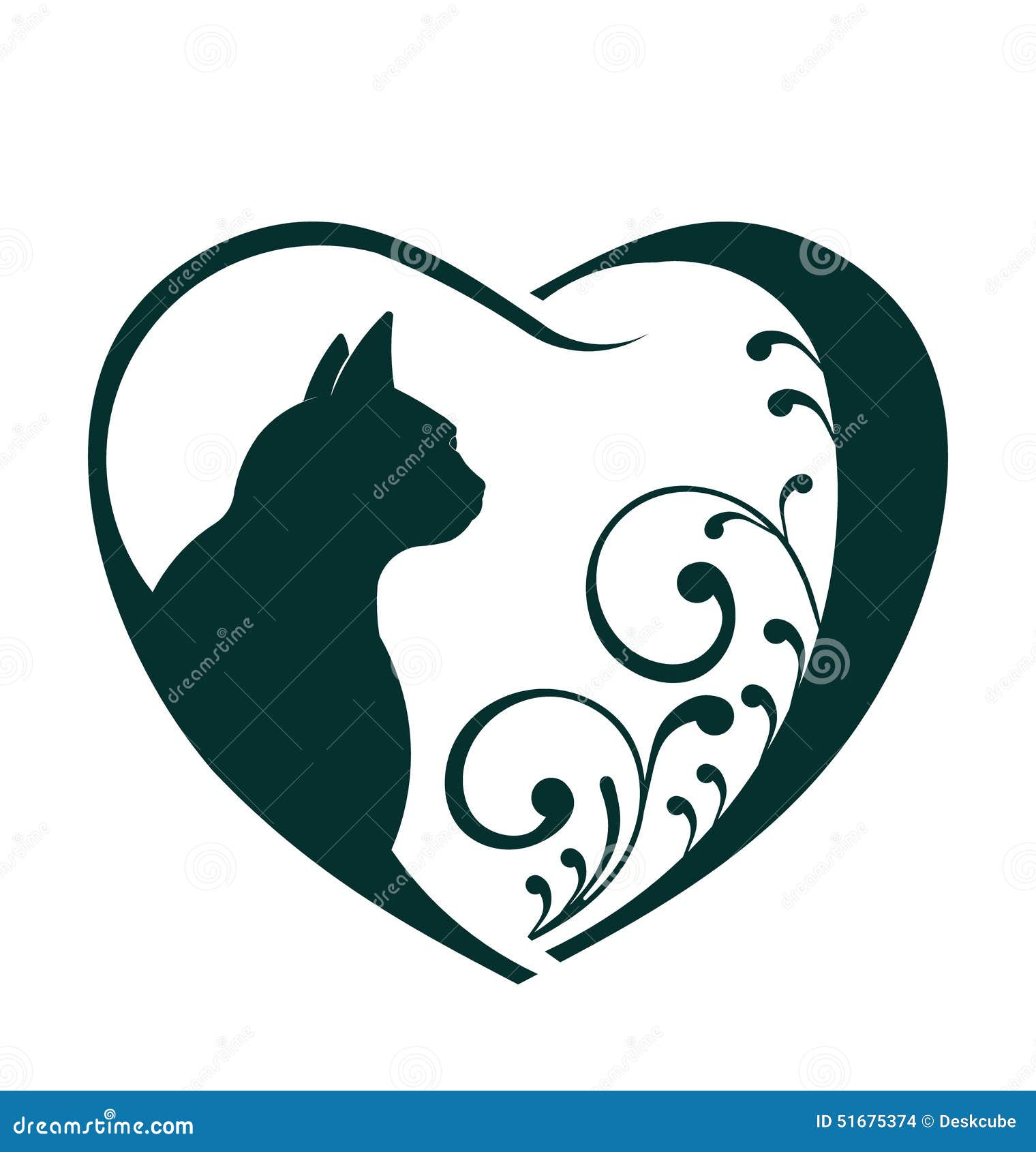 Cuore di amore del gatto illustrazione vettoriale. Illustrazione di ...