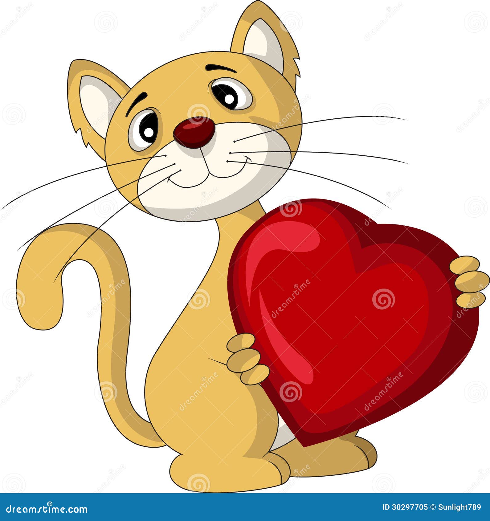 Cuore Di Amore Della Tenuta Del Gatto Illustrazione di Stock ...