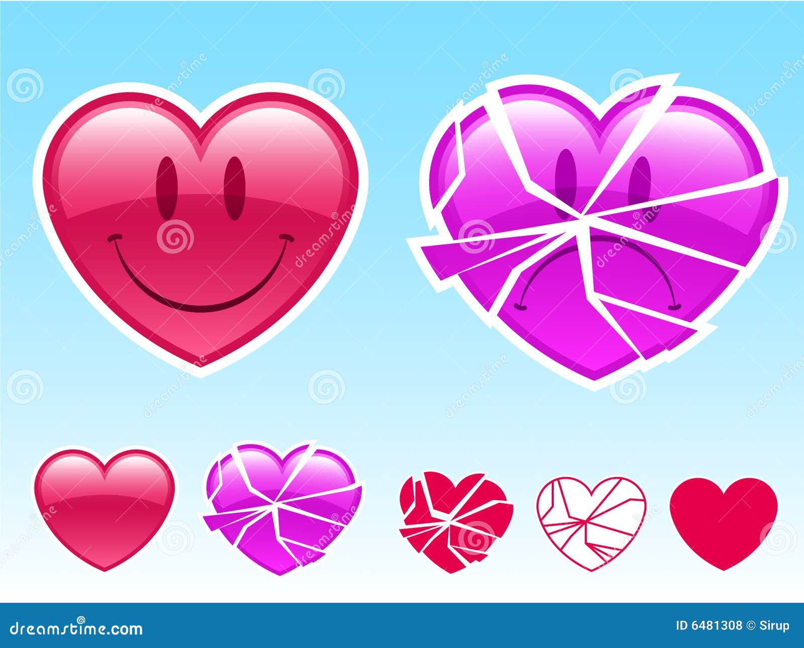 Cuore Di Smiley E Cuore Triste Illustrazione Vettoriale - Illustrazione ...