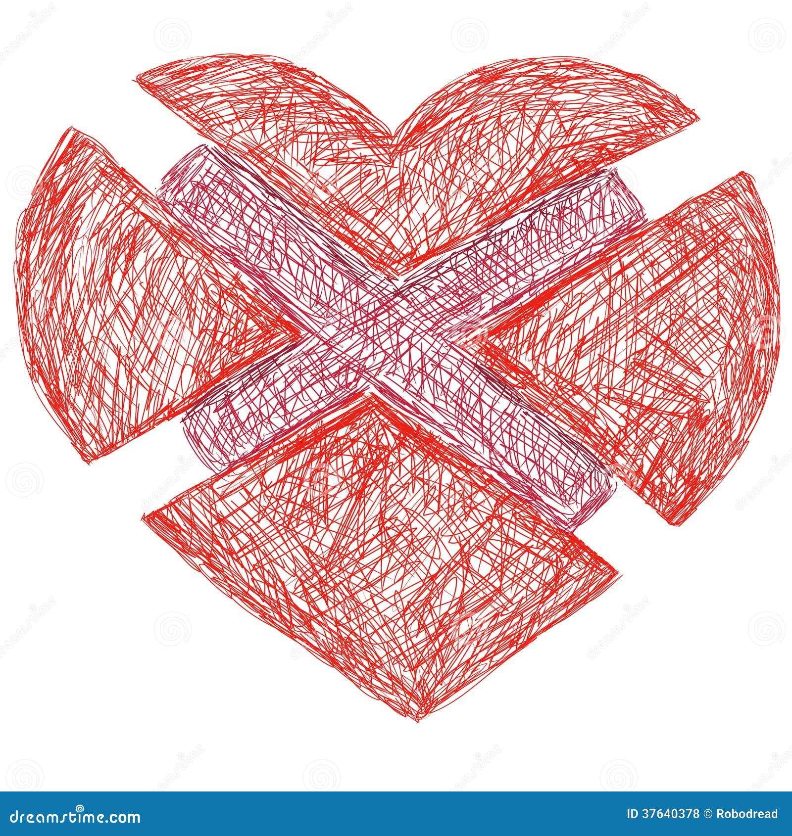 Cuore diviso illustrazione vettoriale. Illustrazione di amore - 37640378