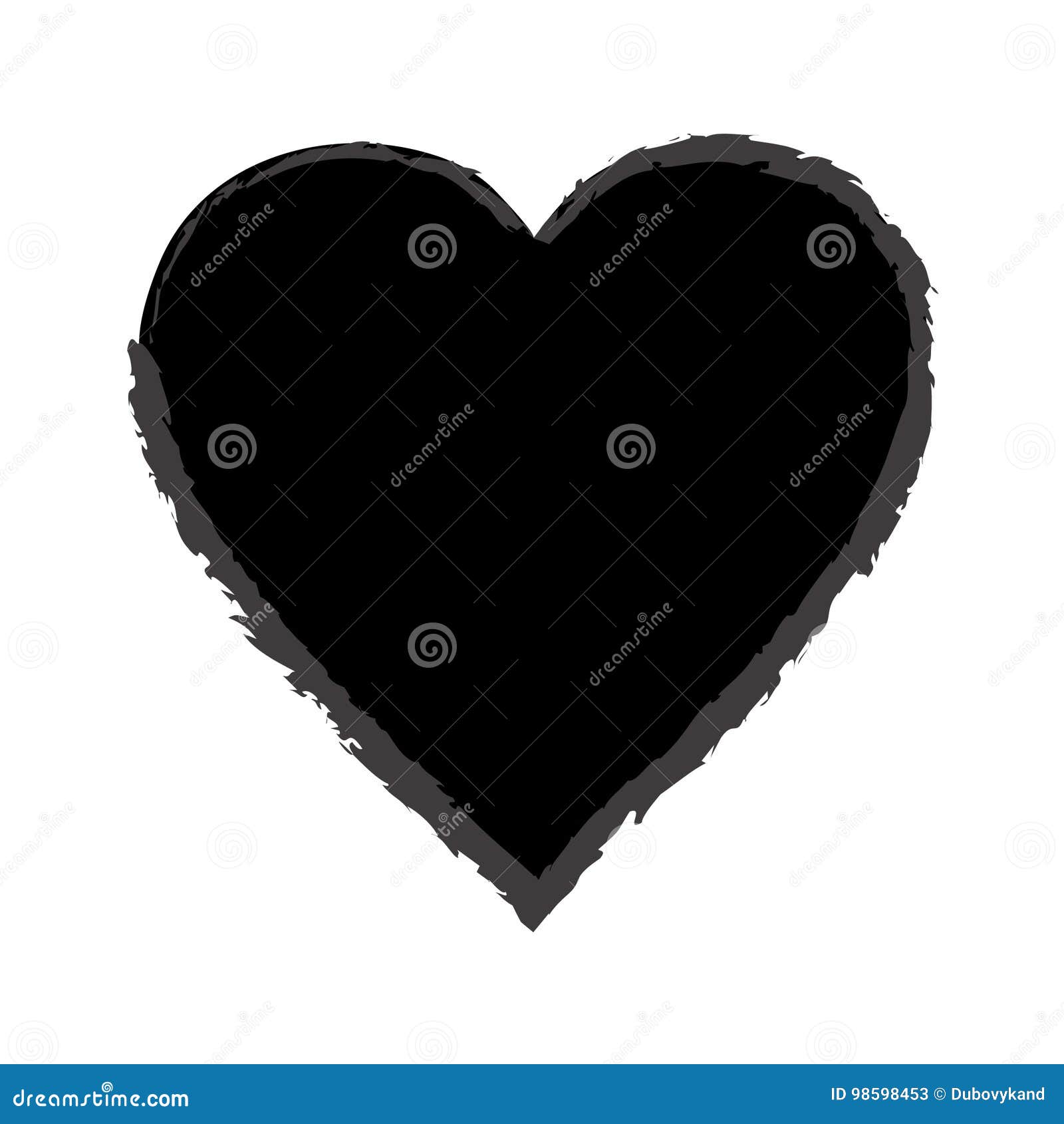 Cuore Nero Disegnato a Mano Illustrazione Vettoriale - Illustrazione di ...