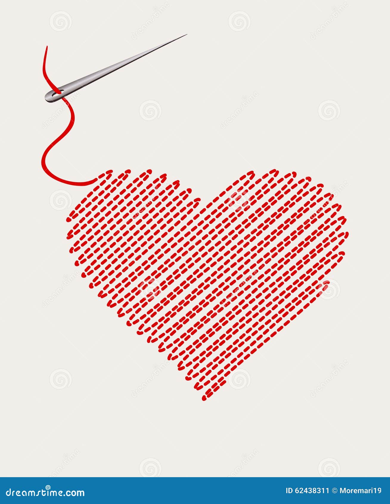 Cuore Ricamato Con Un Filo Dell'ago Illustrazione Vettoriale ...