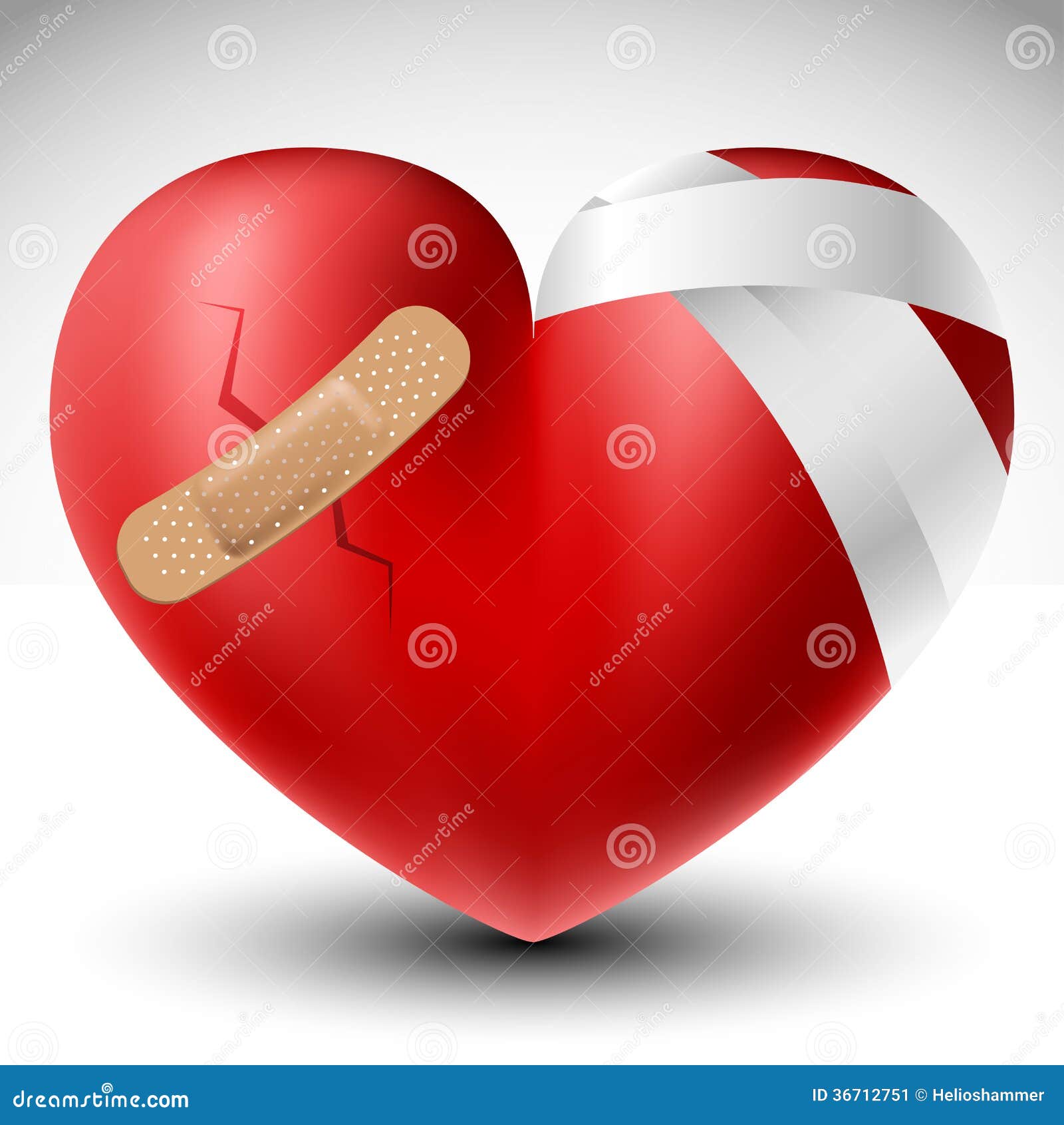 Cuore Rotto Con La Fasciatura Illustrazione Vettoriale - Illustrazione ...