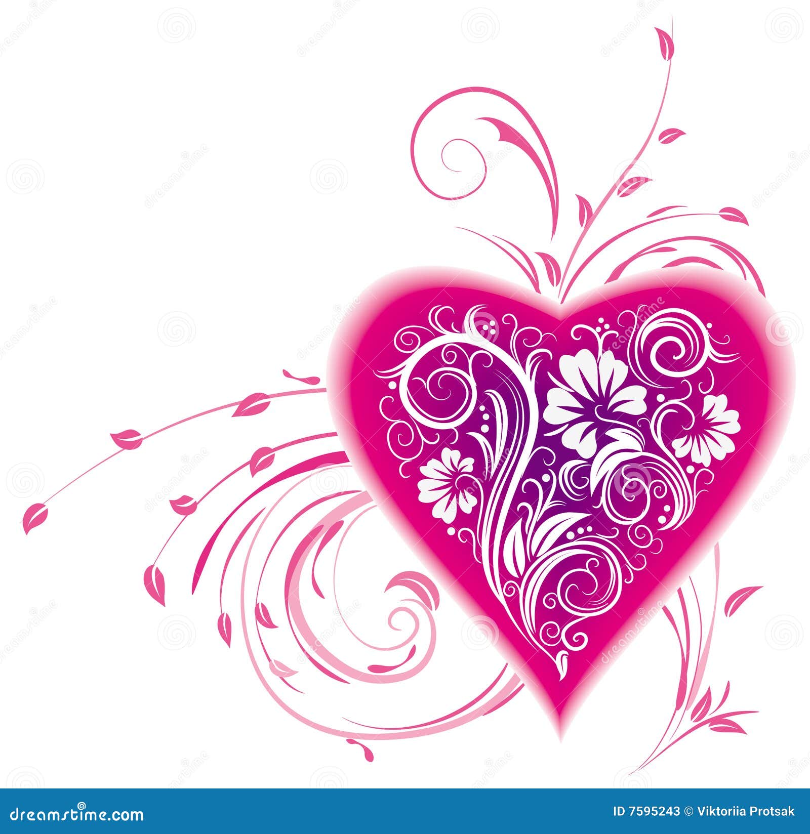 Cuore Stilizzato Ed Ornamento Floreale Illustrazione Vettoriale ...