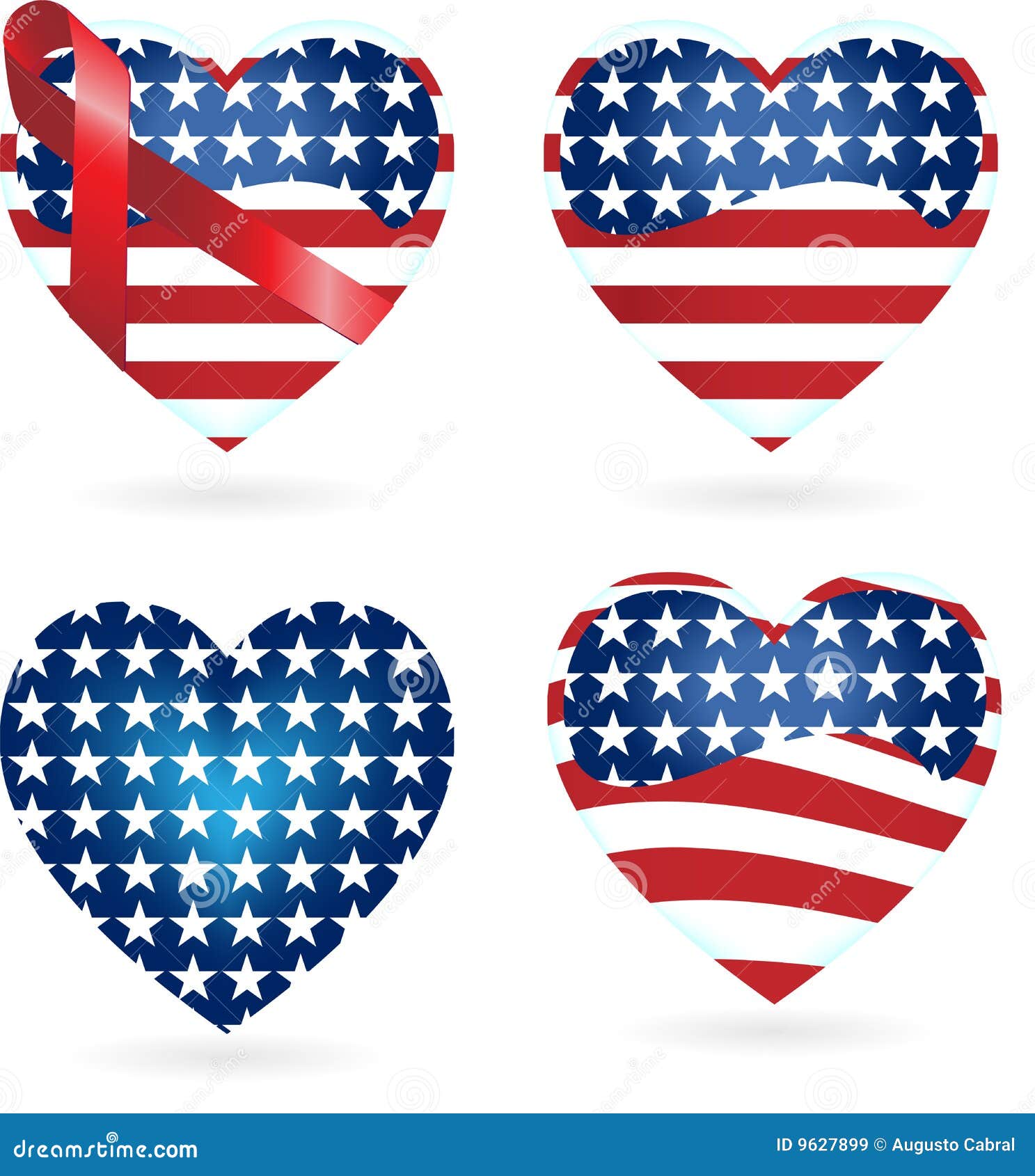 Cuori Americani Con I Nastri Illustrazione Vettoriale - Illustrazione ...