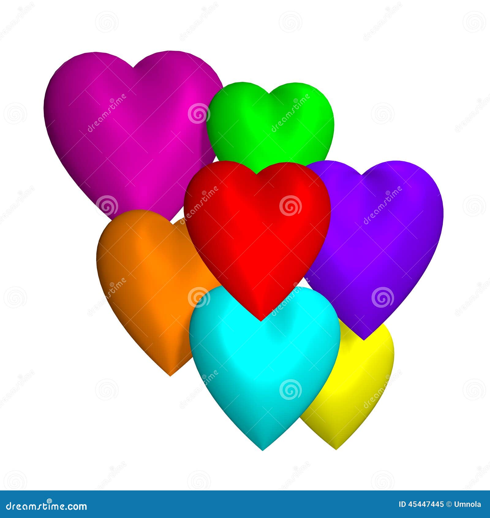 Cuori colorati 3d illustrazione di stock. Illustrazione di concetto ...