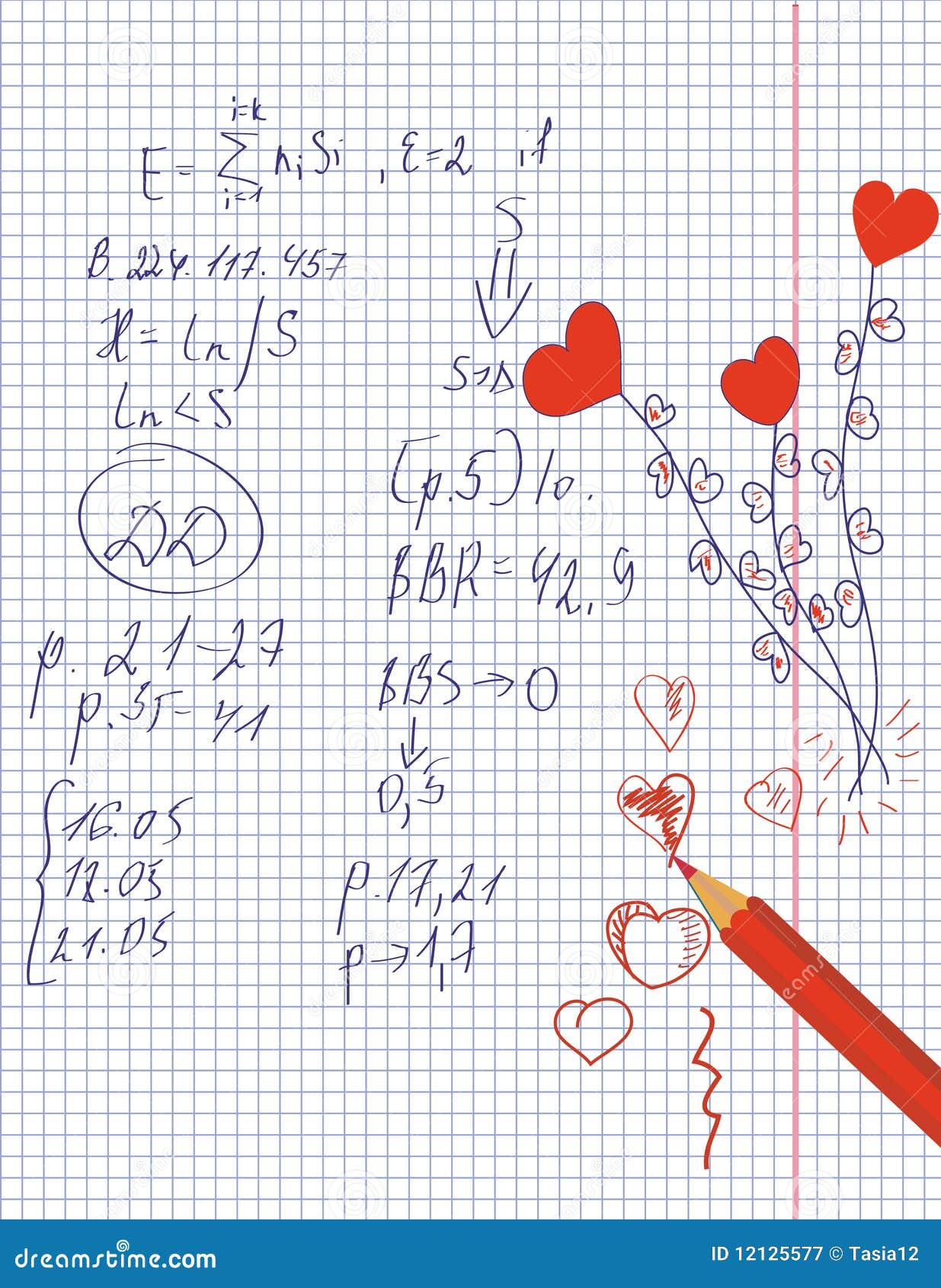 Cuori Di Amore E Di Per La Matematica Illustrazione Vettoriale ...