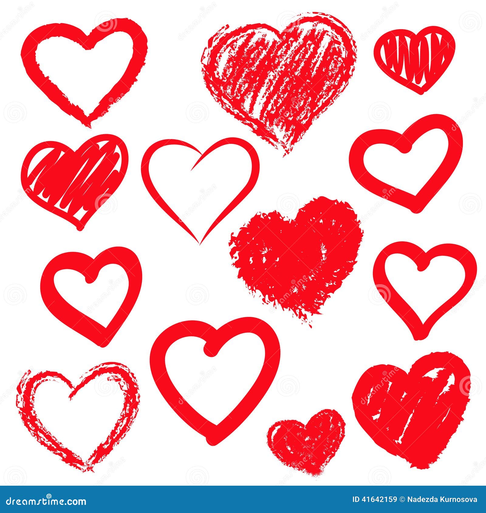 Cuori Di Vettore Impostati Disegnato a Mano Illustrazione Vettoriale ...
