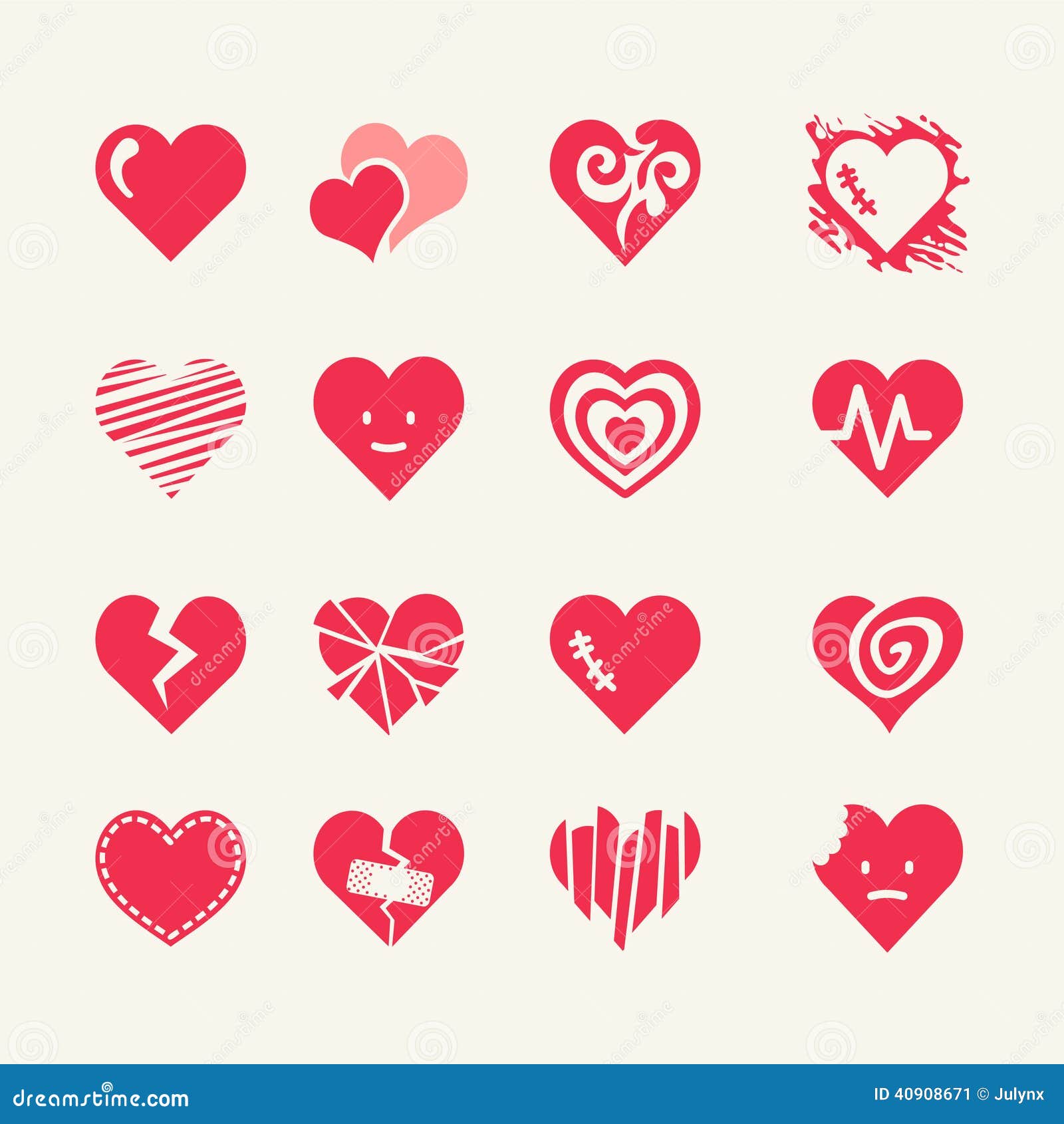 16 Cuori Rossi - Icone Di Web Messe Illustrazione Vettoriale ...