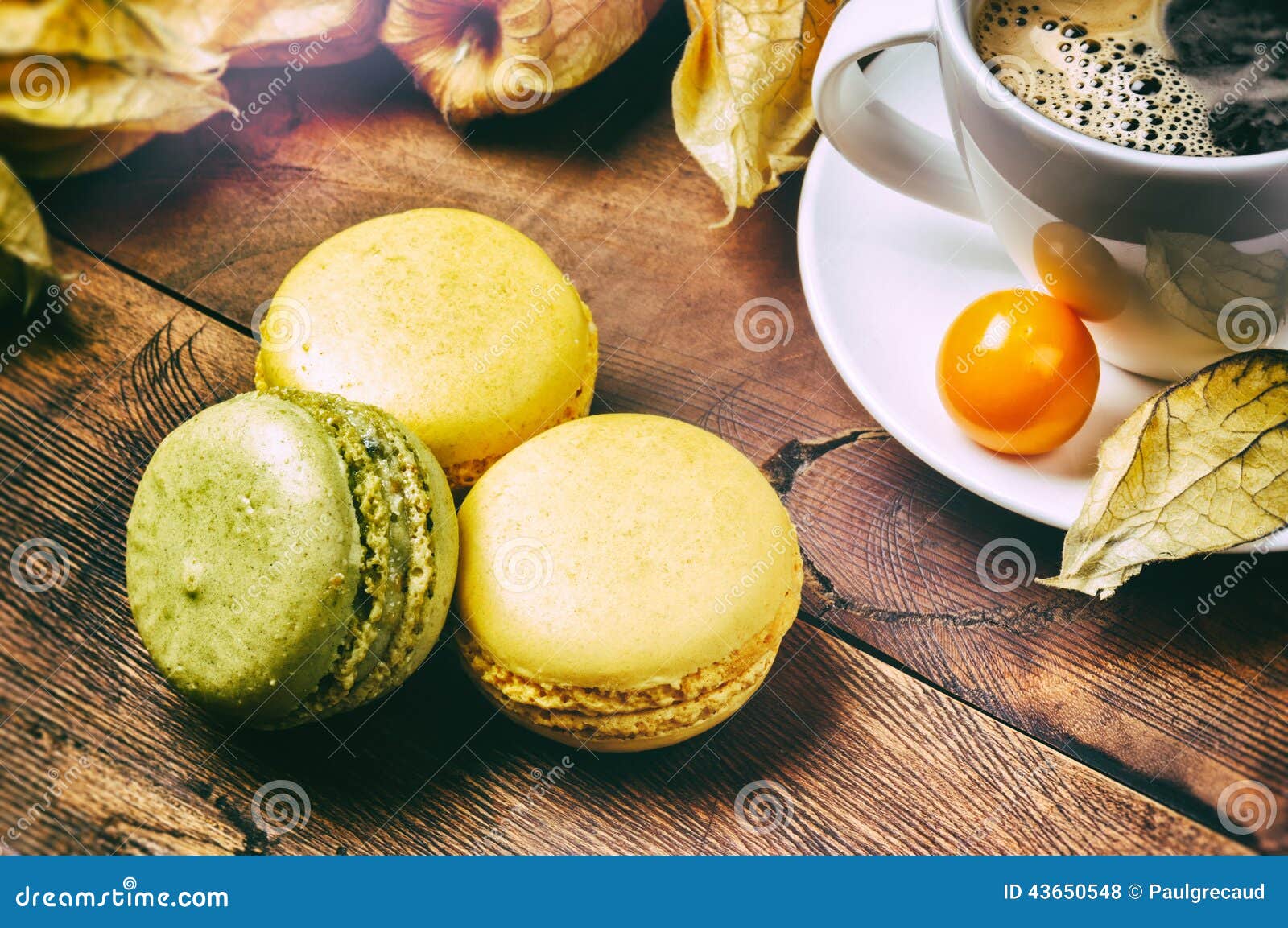 Cup of Black Coffee with French Macaroons Stock Photo - Image of coffee ...