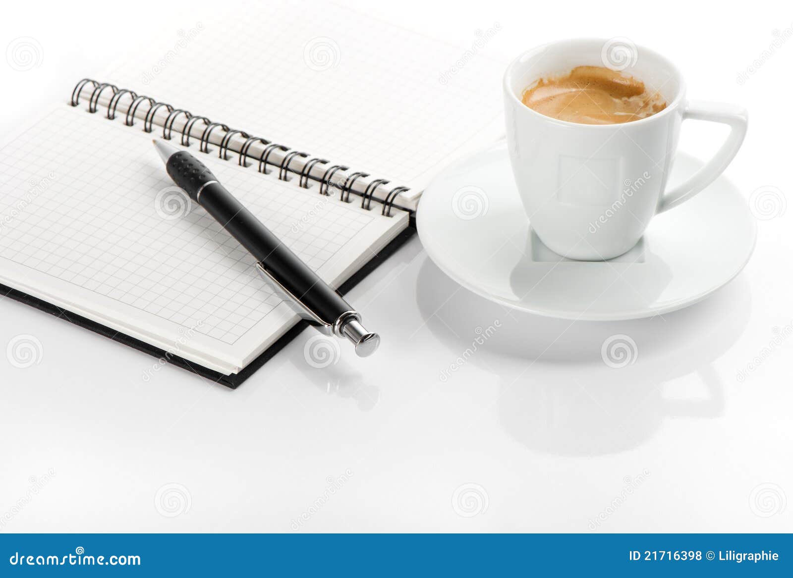 Cup of Black Coffee and Note Book Stock Photo - Image of beverage ...