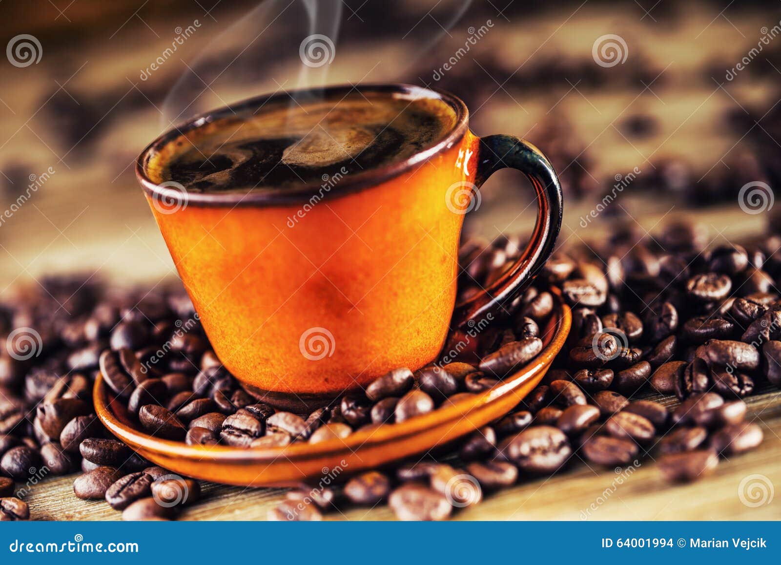 Cup of Black Coffee and Spilled Beans Stock Photo - Image of fresh ...