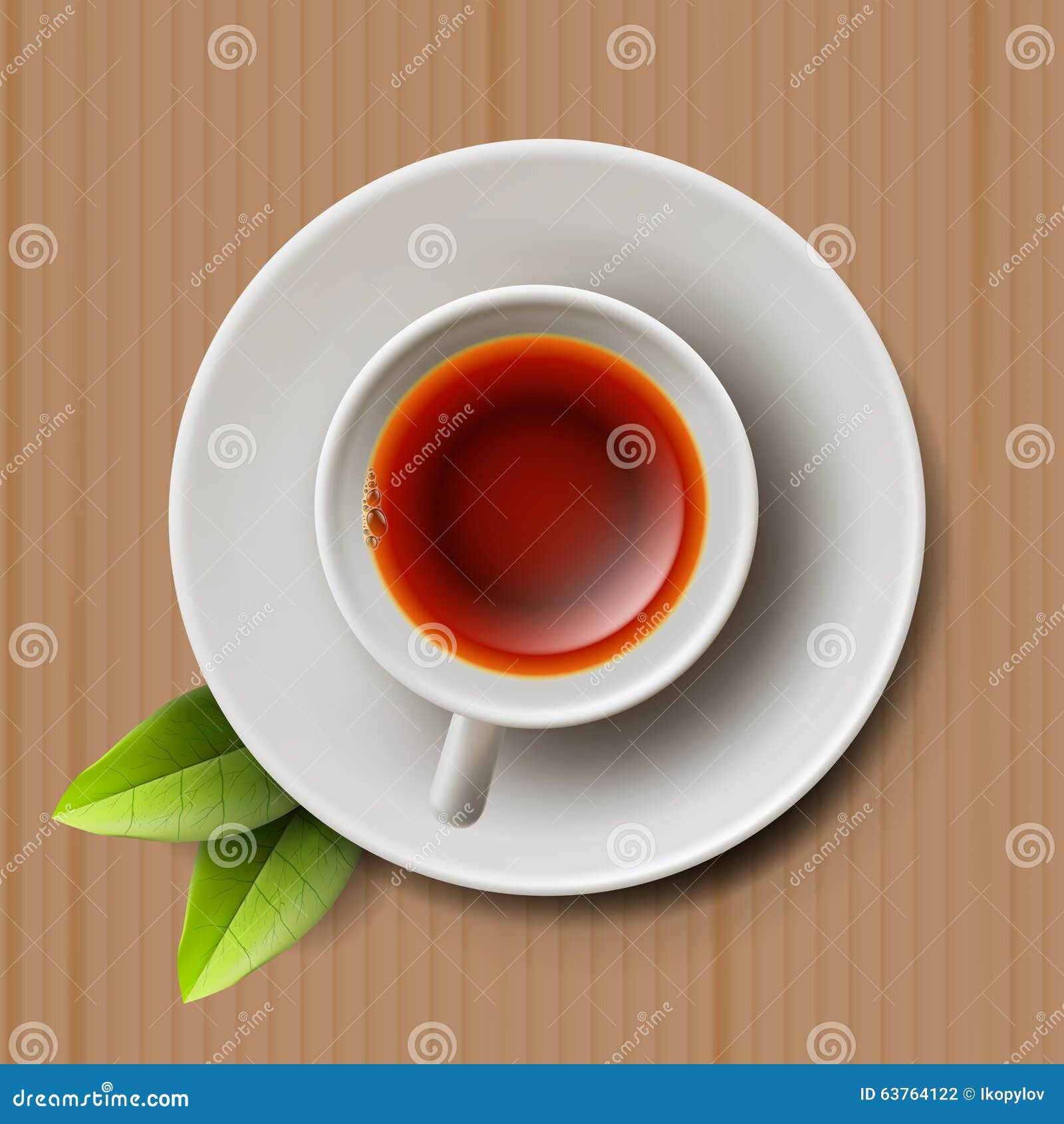 Cup of Black Tea, Top View on Cardboard Stock Vector - Illustration of ...