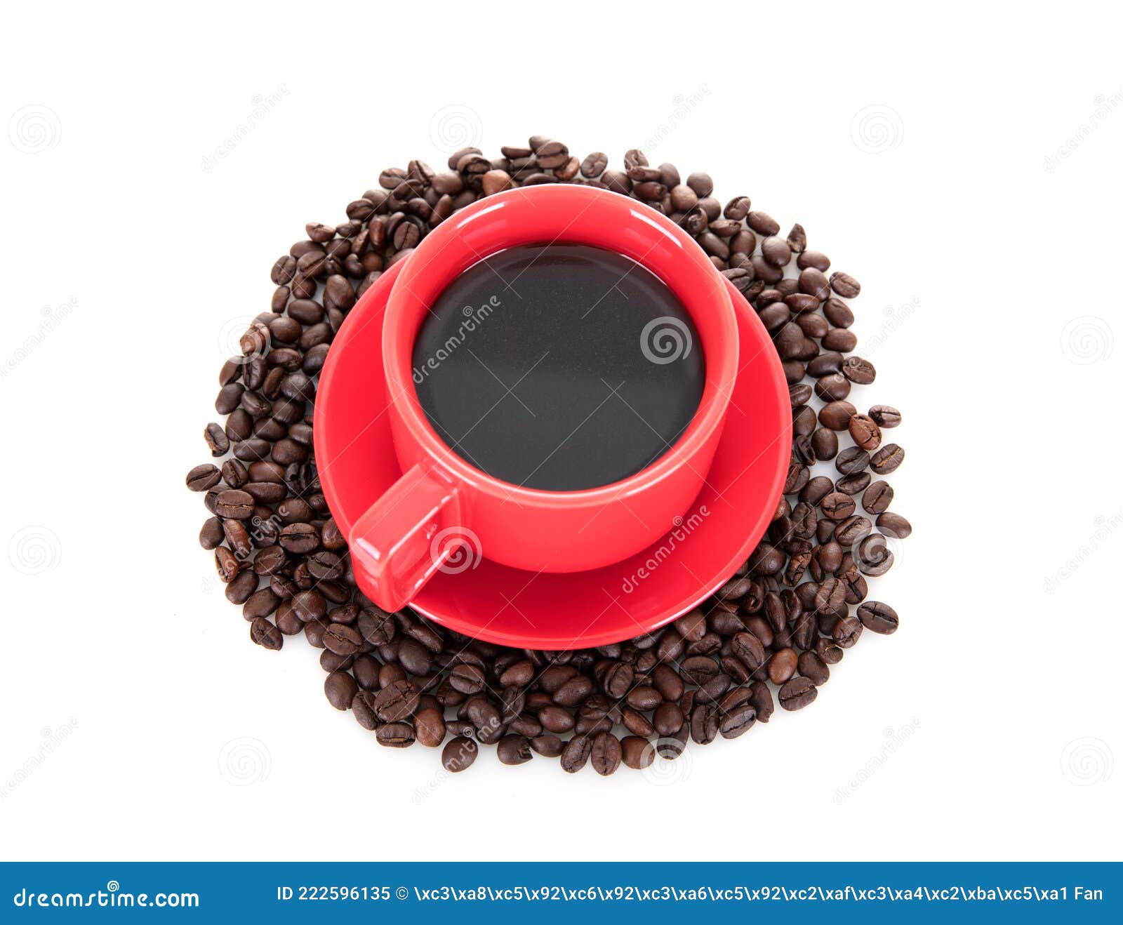 A Cup Of Brewed Pure Coffee On A Pile Of Coffee Beans On A White ...