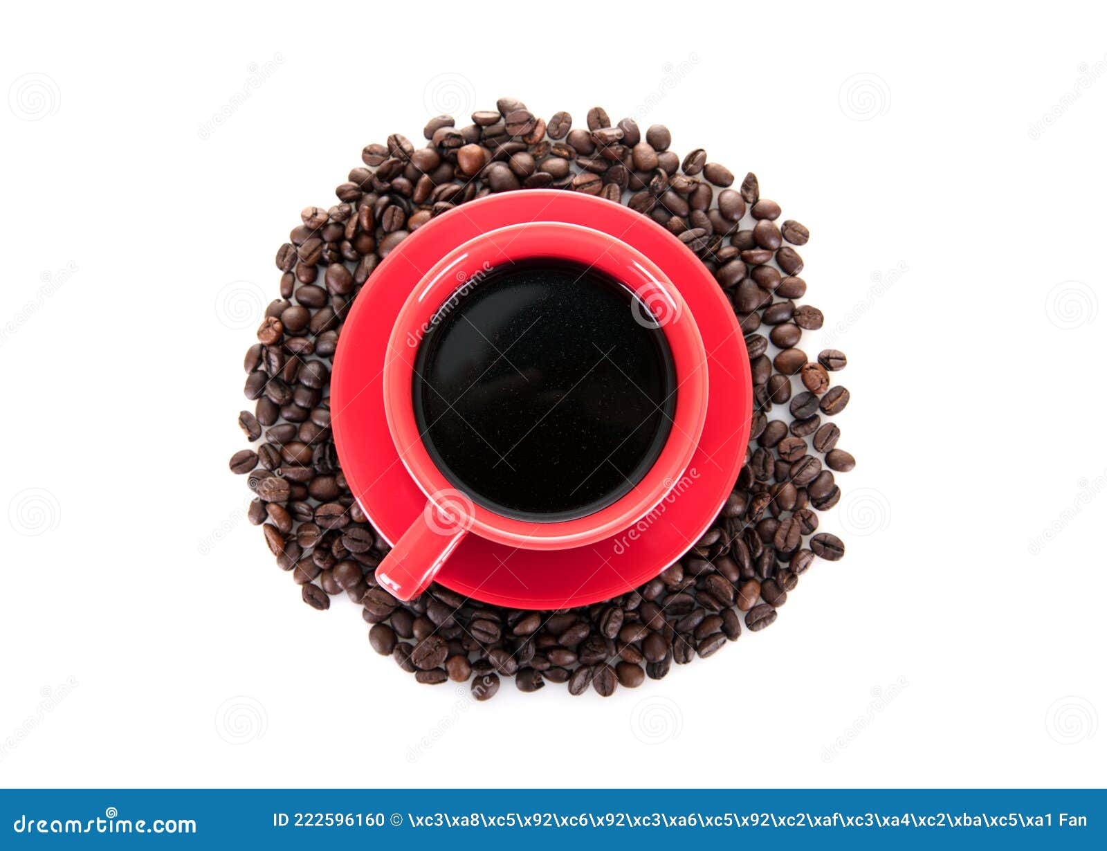 A Cup Of Brewed Pure Coffee On A Pile Of Coffee Beans On A White ...