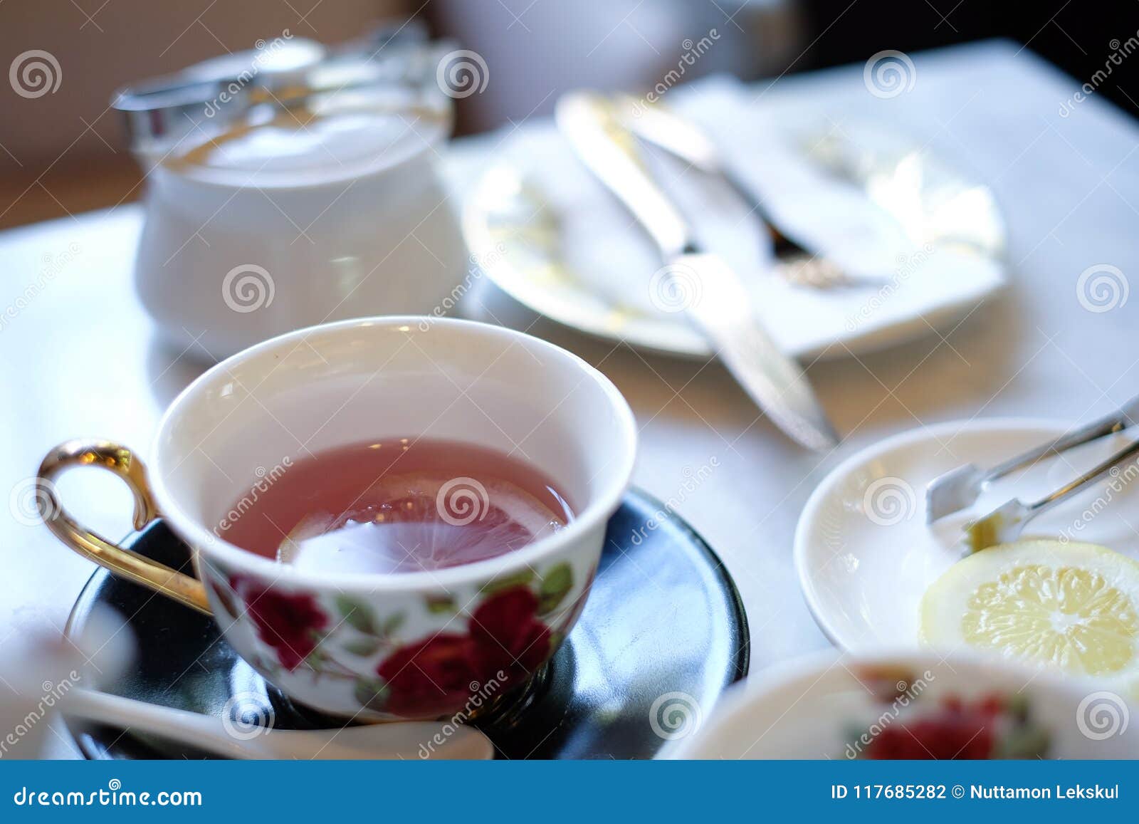 Cup of Tea with Lemon Slice, Afternoon Tea. Stock Photo - Image of ...