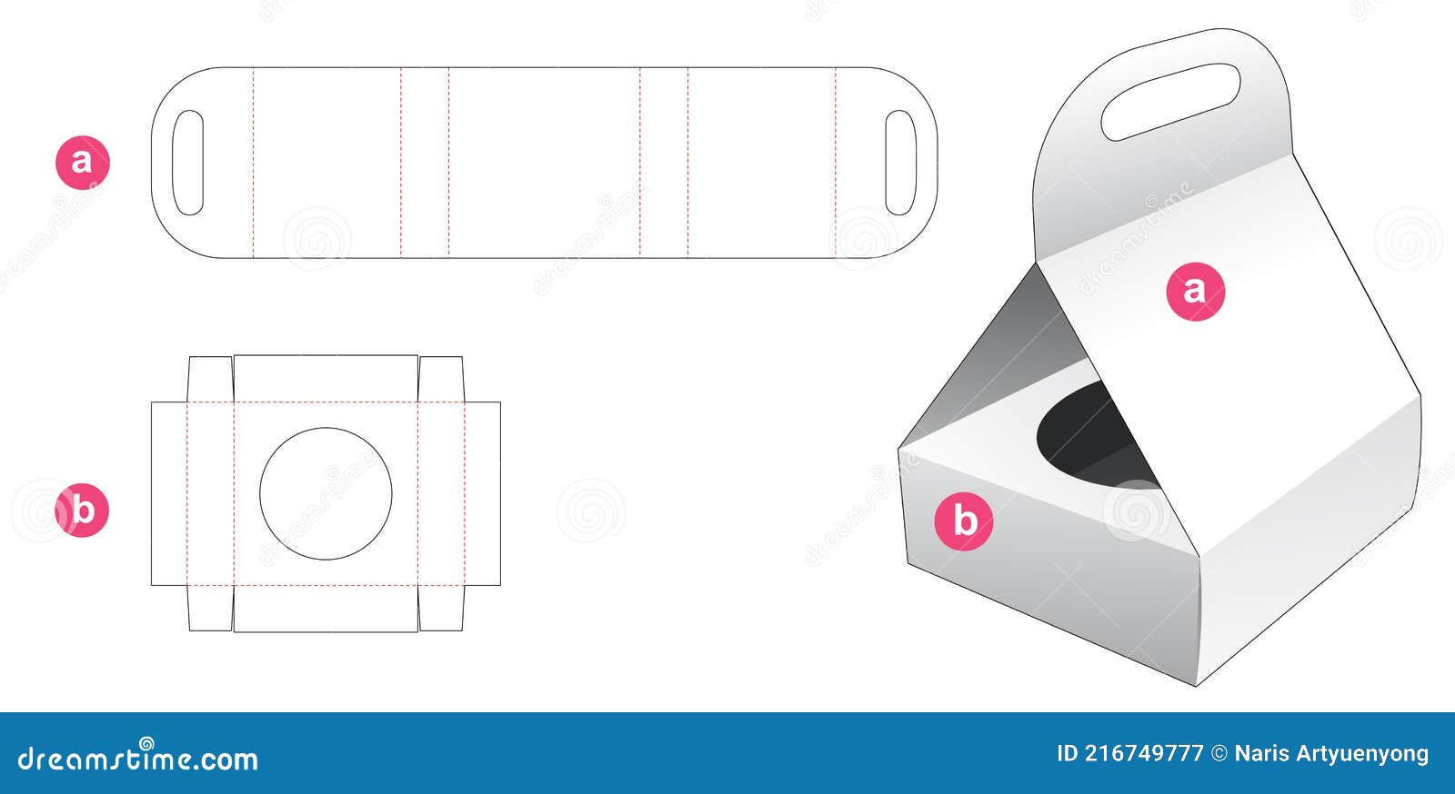 Cake Box With Handle Heart Template, Vector With Die Cut / Laser Cut ...