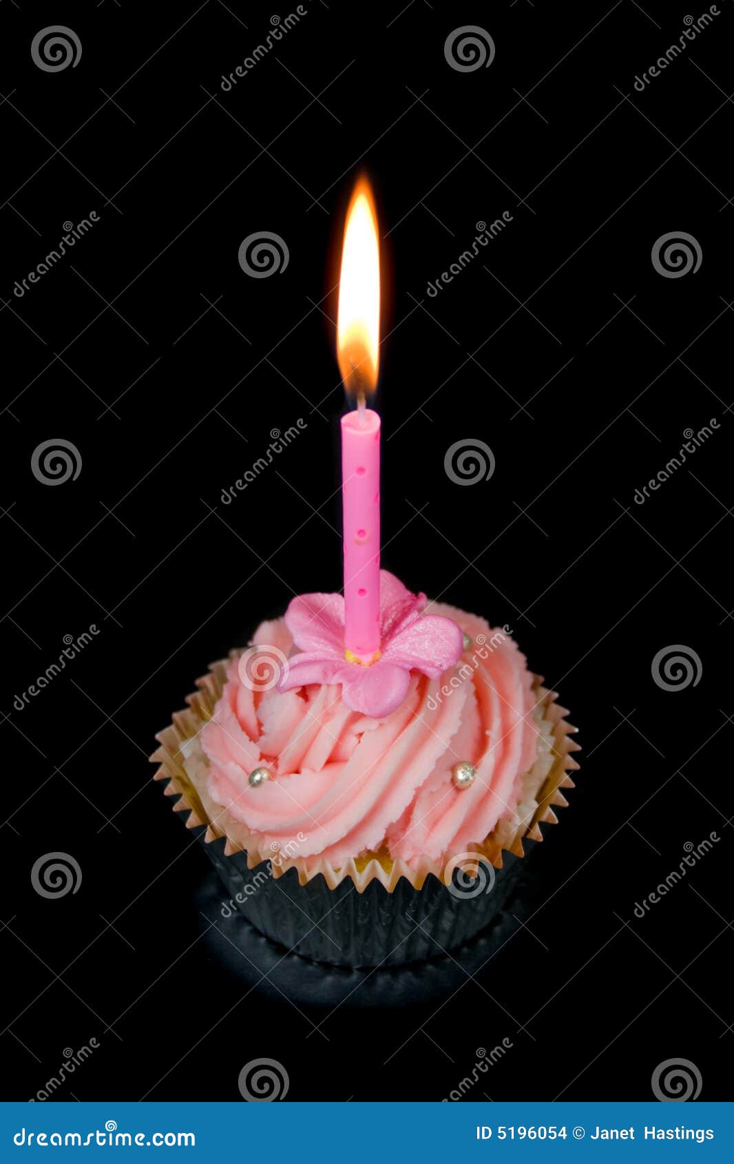 Cup cake and candle stock photo. Image of decorated, birthday - 5196054