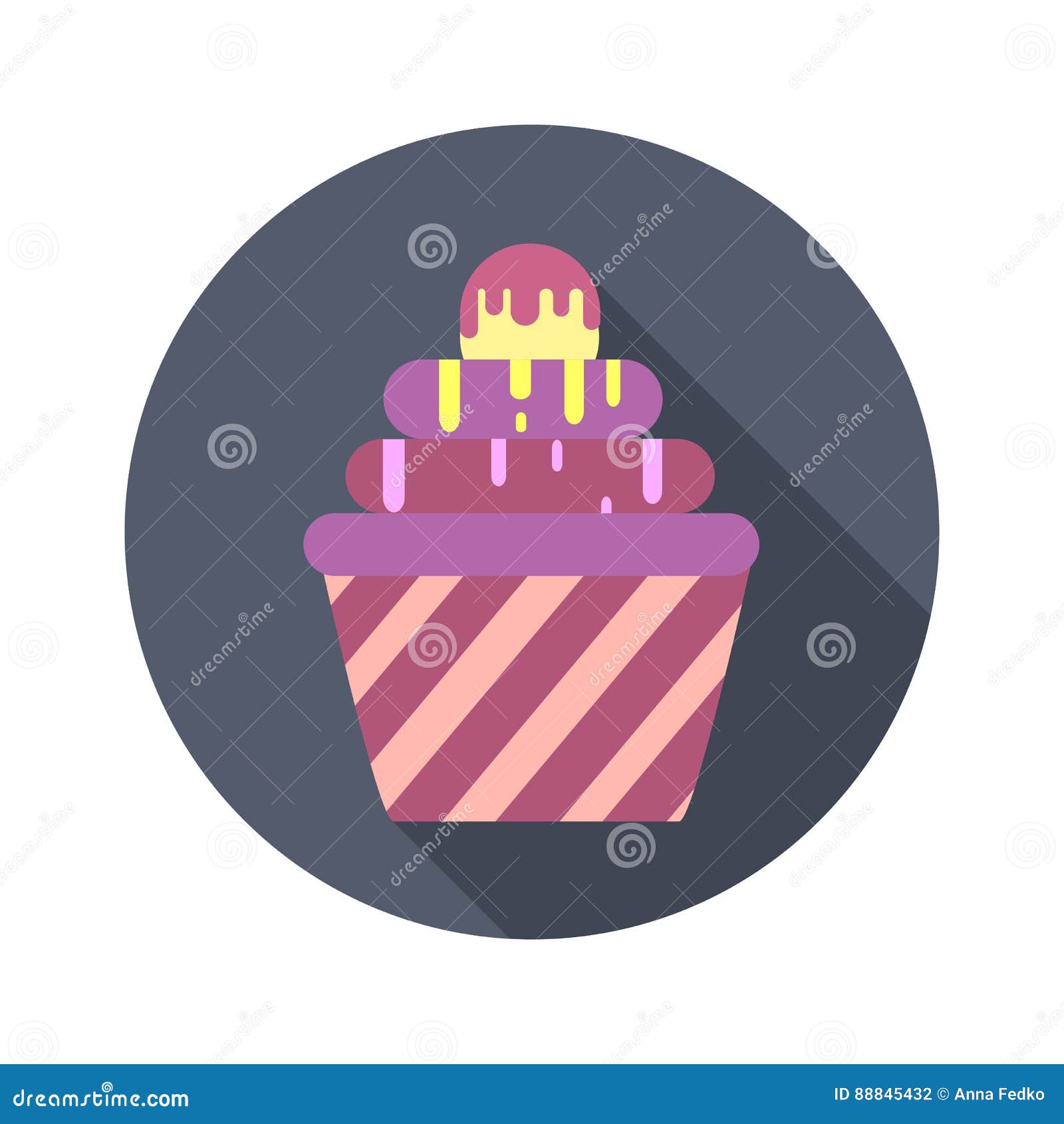 Cup Cake Icon, Vector Illustration. Flat Design Style with Long Shadow ...