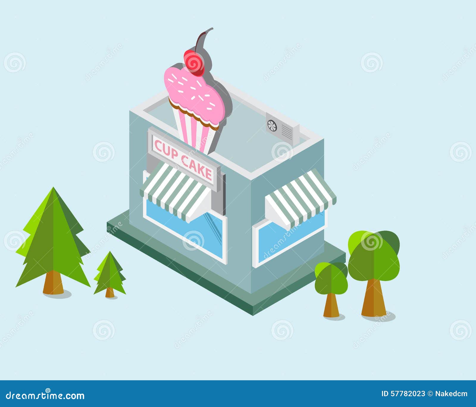 Cup Cake Shop Isometric Building Element Stock Vector - Illustration of ...