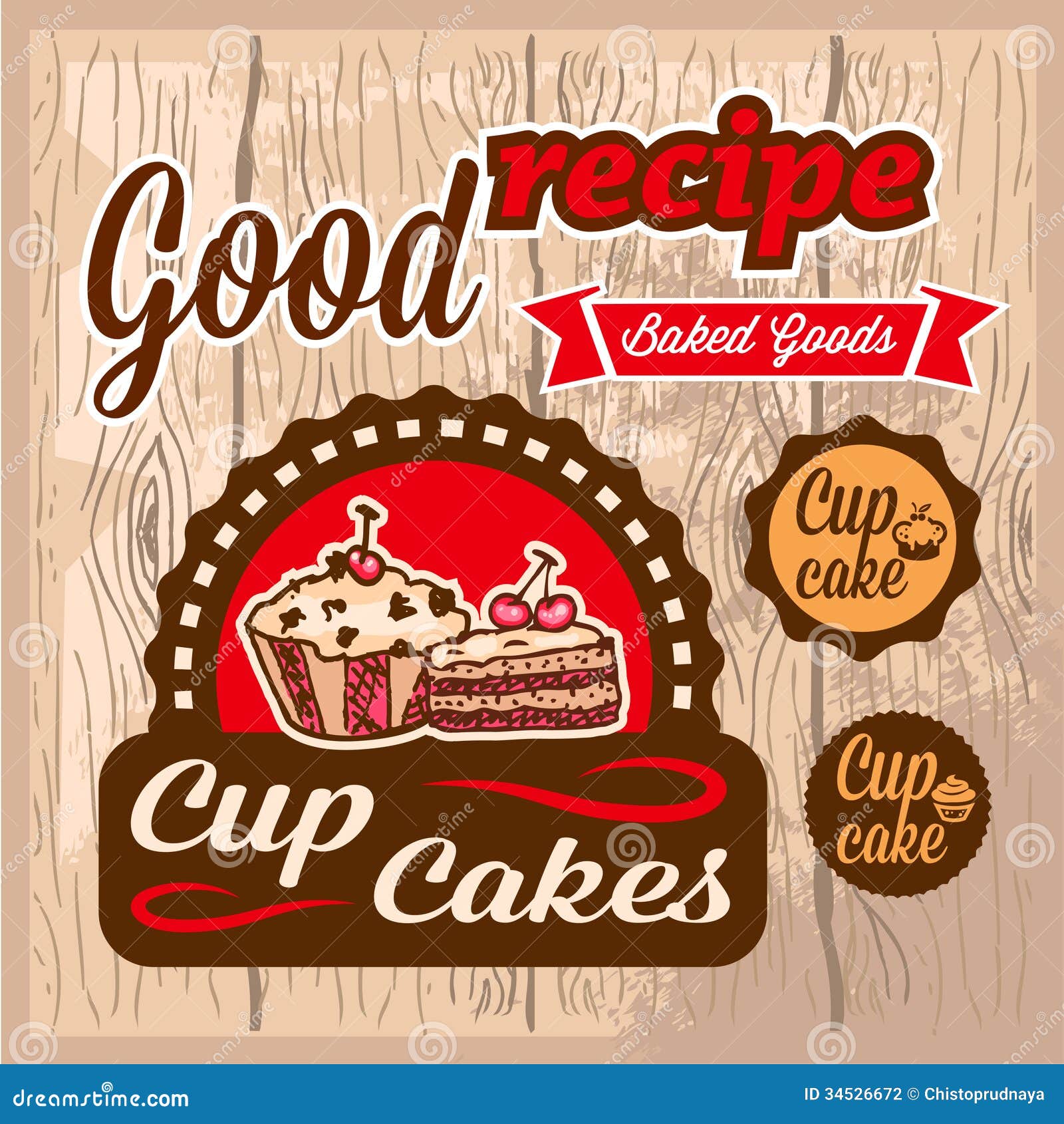 Cup cakes labels stock photo. Image of goods, border - 34526672