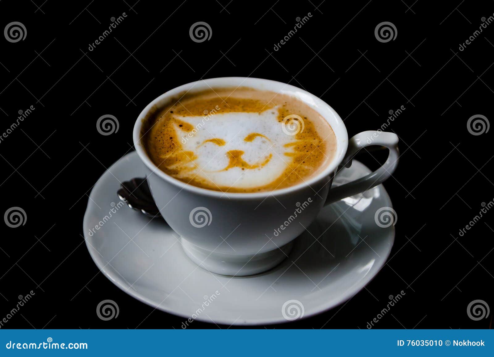 Cup of Cappuccino Coffee with Cat Face Stock Photo - Image of break ...