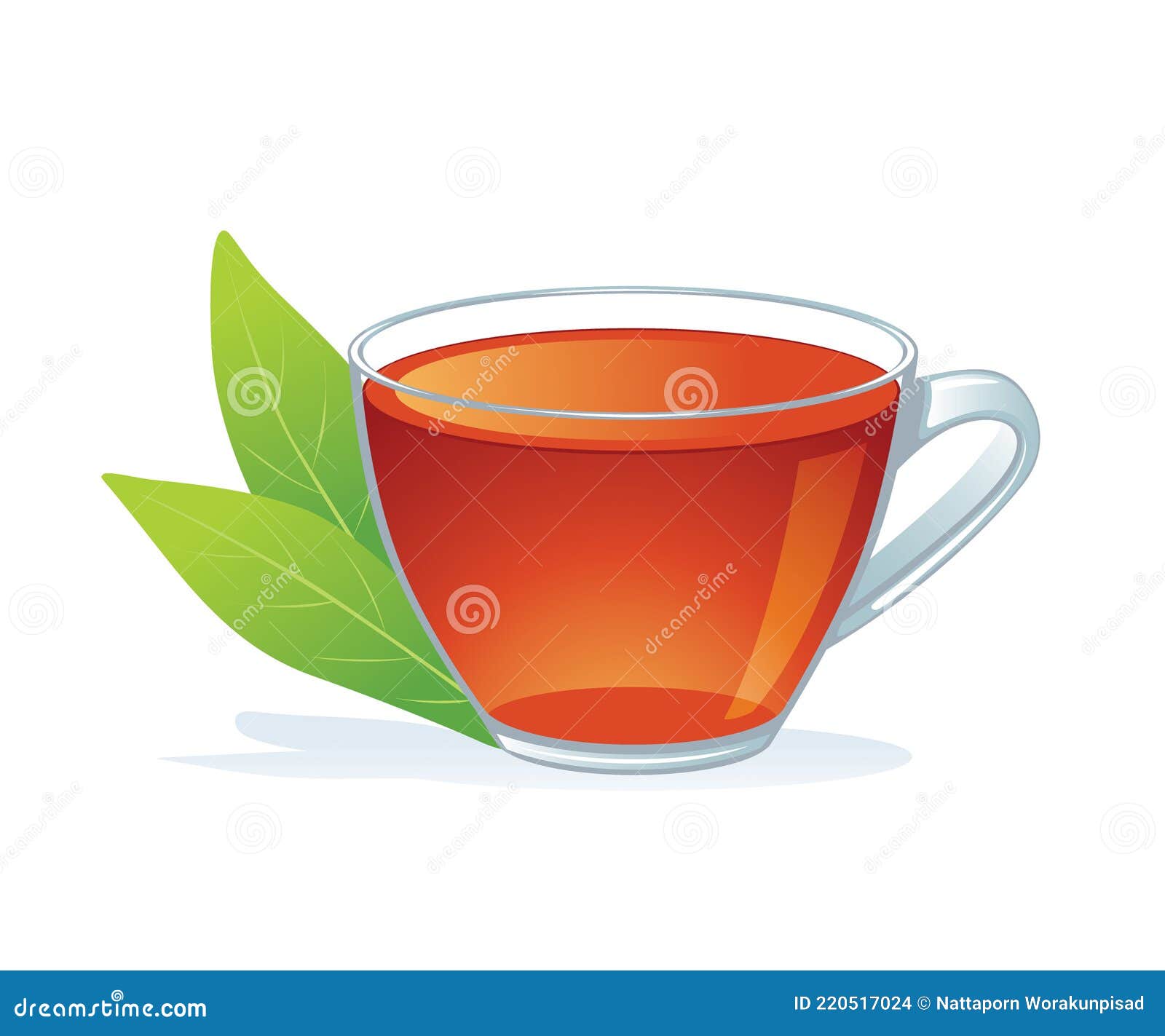 Cup of Ceylon Tea with Leaf on White Background.Ceylon Tea in a Glass ...