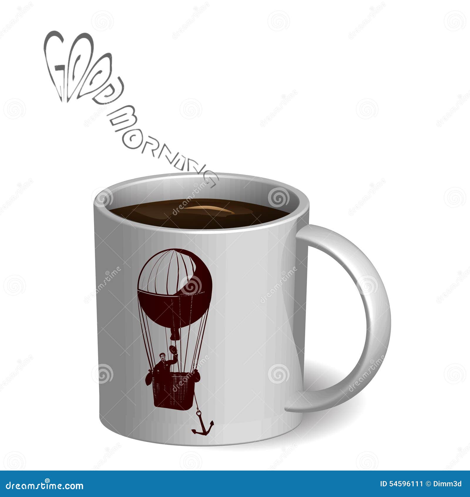Cup of coffe with ballon stock illustration. Illustration of steam ...