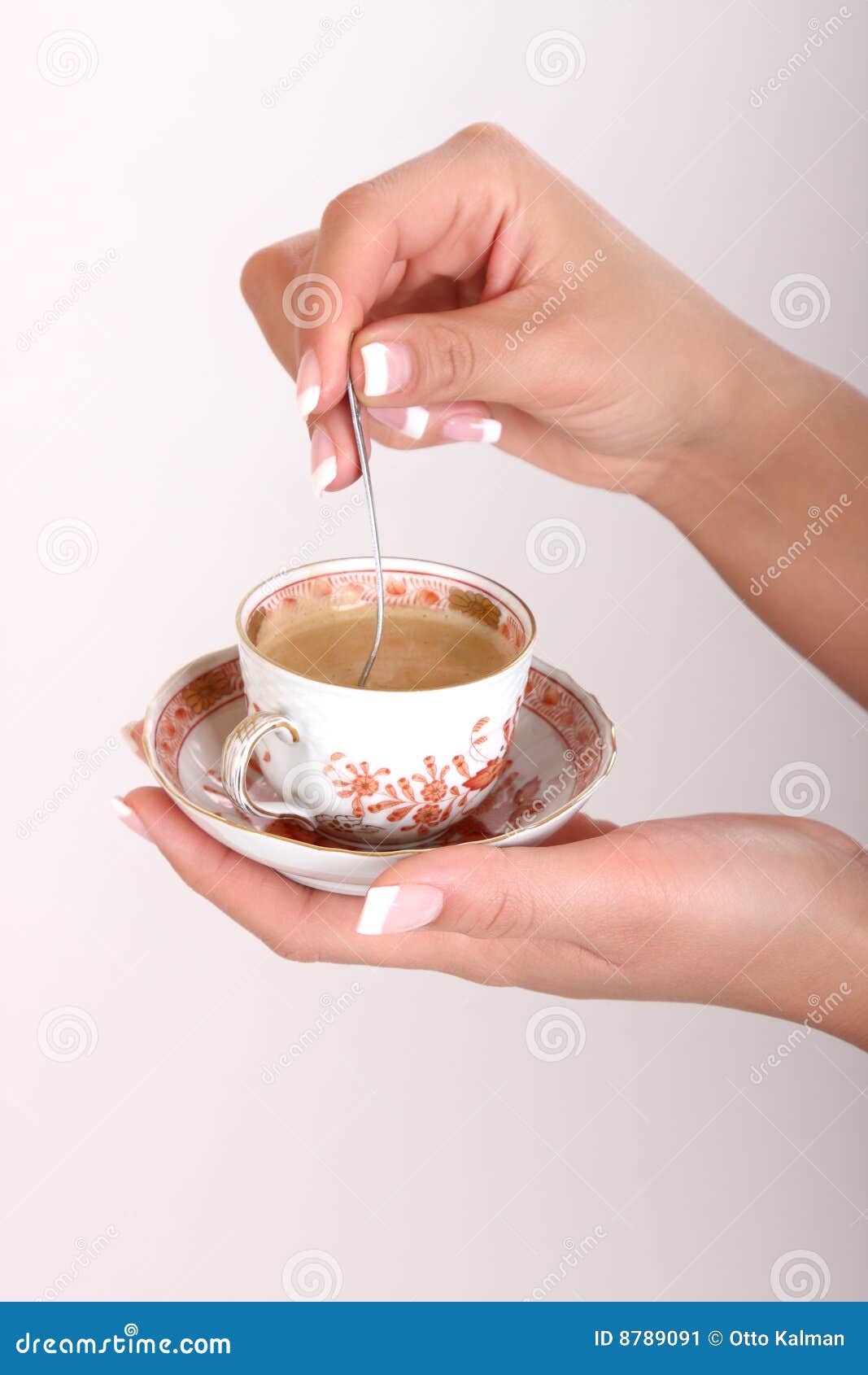 Cup of coffe in hand stock illustration. Illustration of dinner - 8789091
