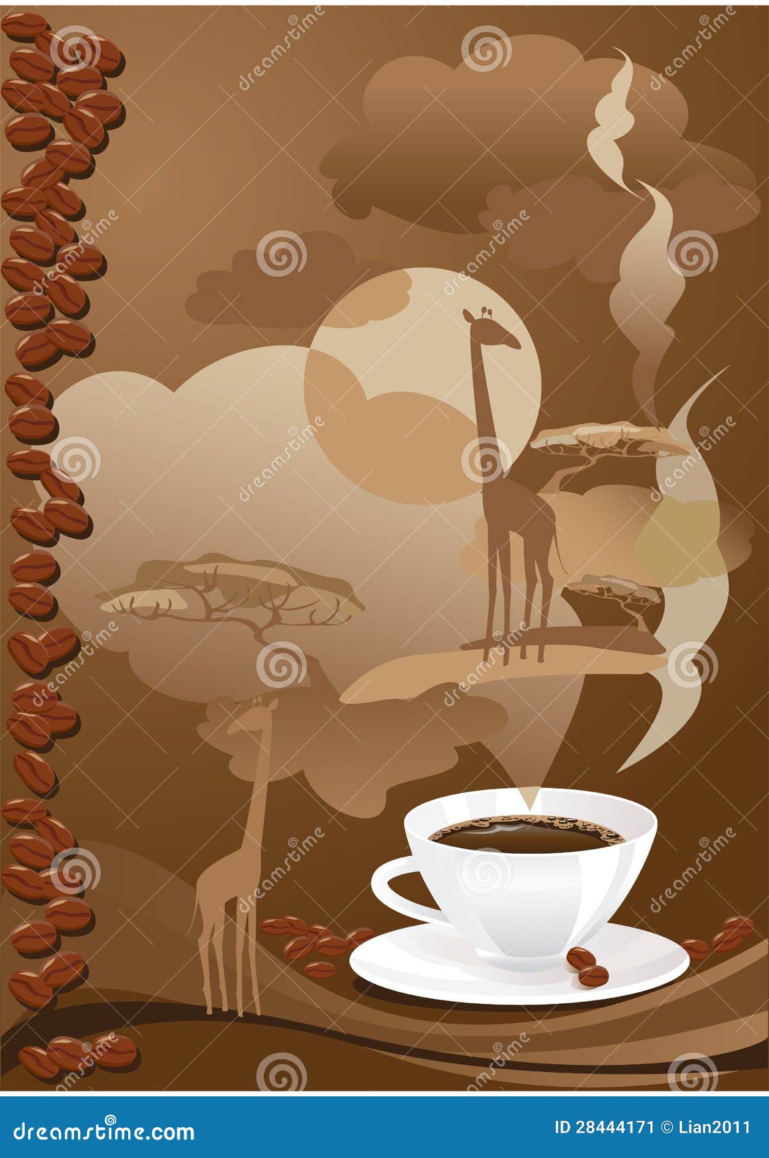 Cup of Coffee with Abstract Elements. Stock Vector - Illustration of ...