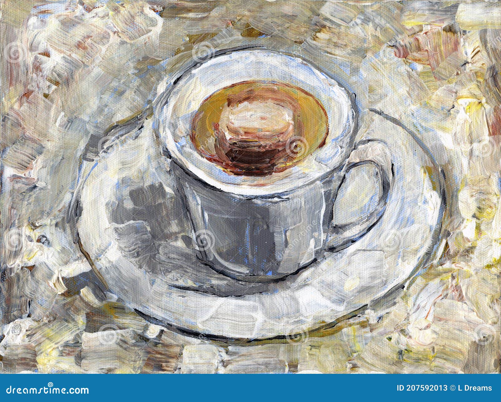 Cup of Coffee Abstract Impressionist Painting Stock Illustration ...