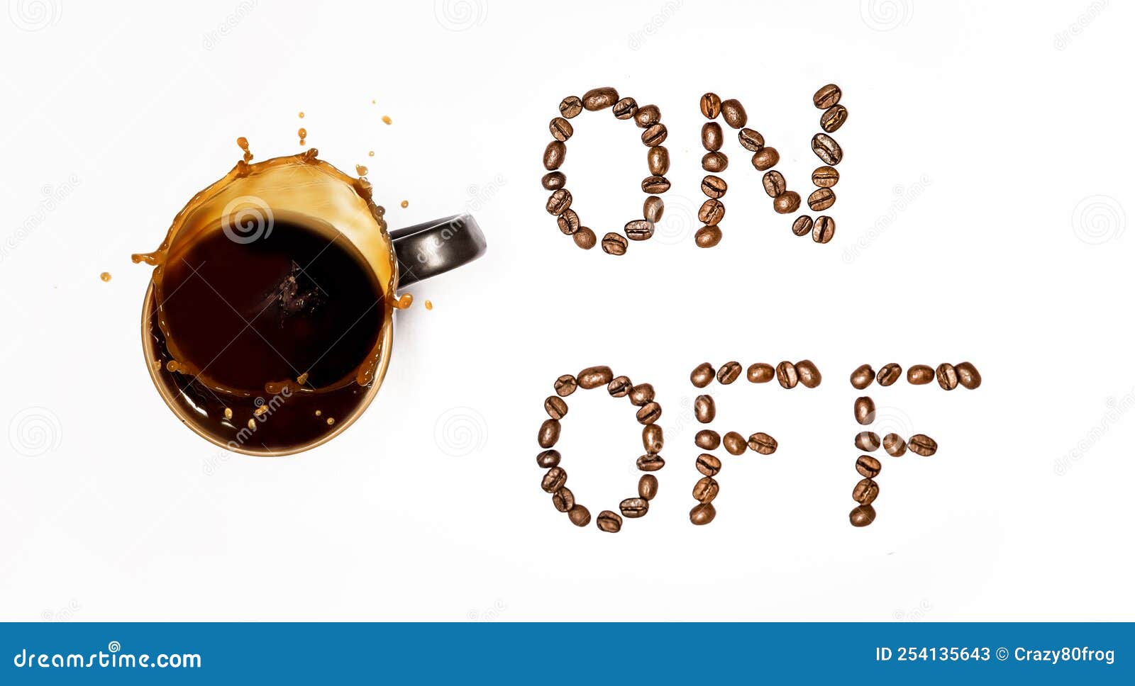 Cup of Coffee As a Switch between on and OFF, White Background, Morning ...