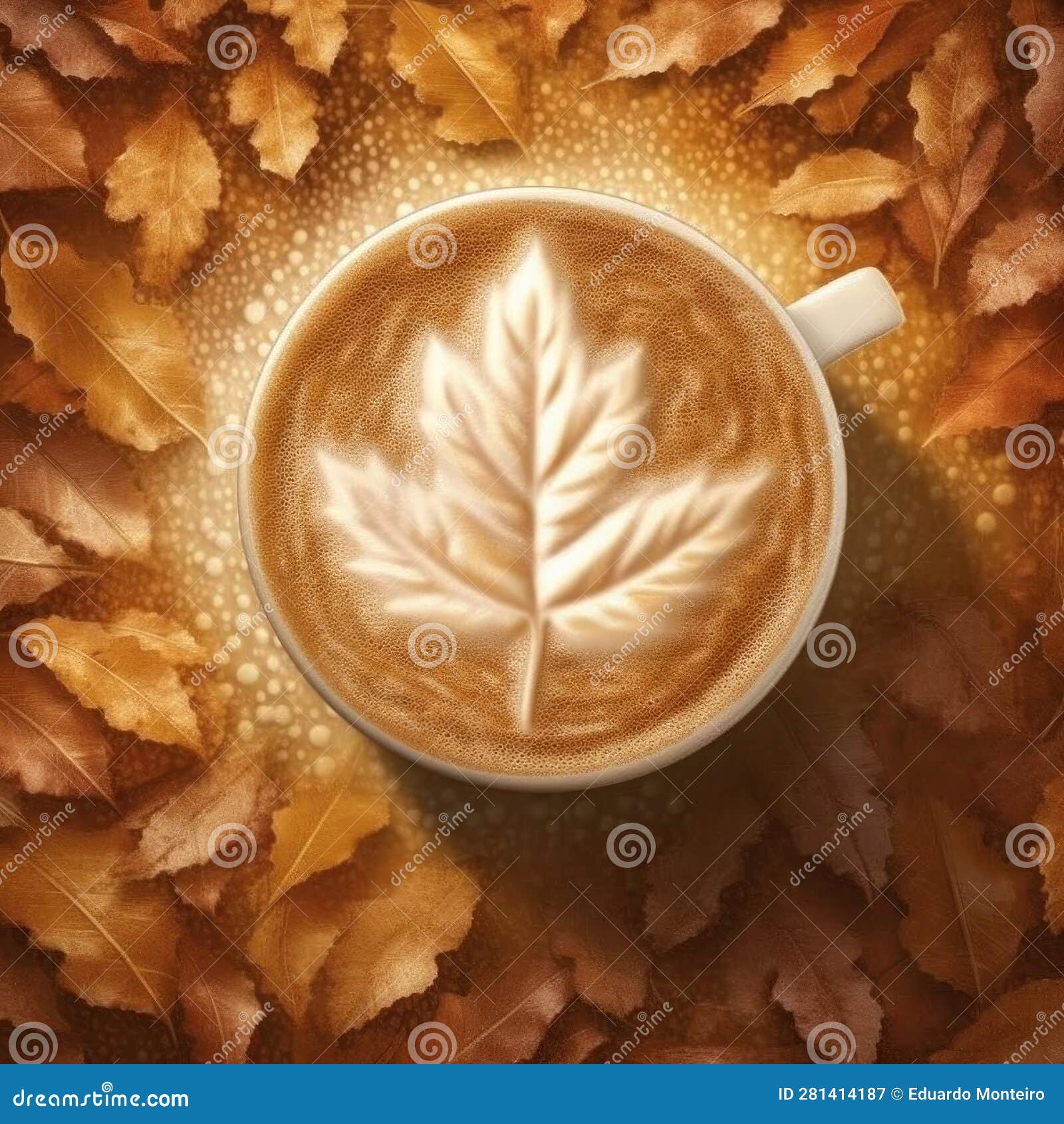 Cup of Coffee with Autumn Leaves on a Background of Autumn Leaves Stock ...