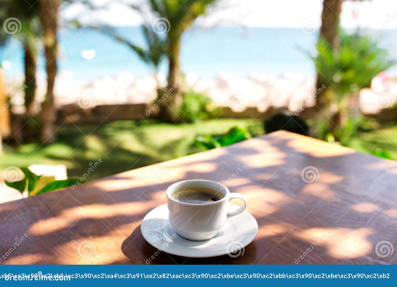 A Cup of Coffee on a Background of Ocean Stock Photo - Image of concept ...